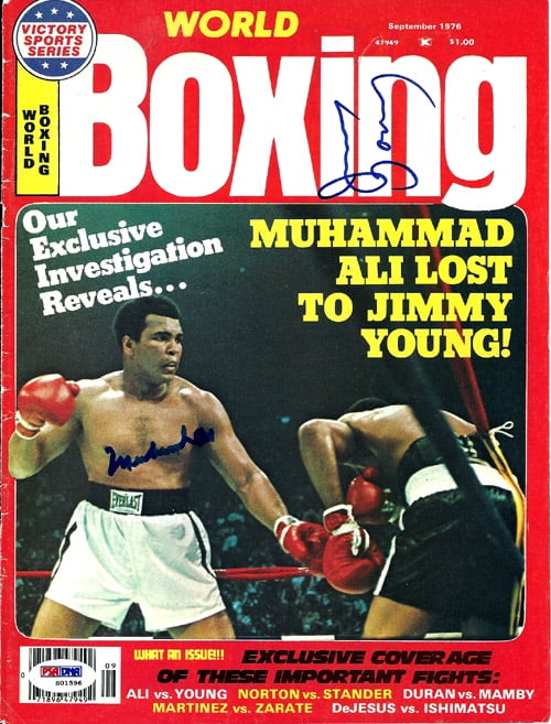 Muhammad Ali & Jimmy Young Autographed Boxing World Magazine Cover PSA ...