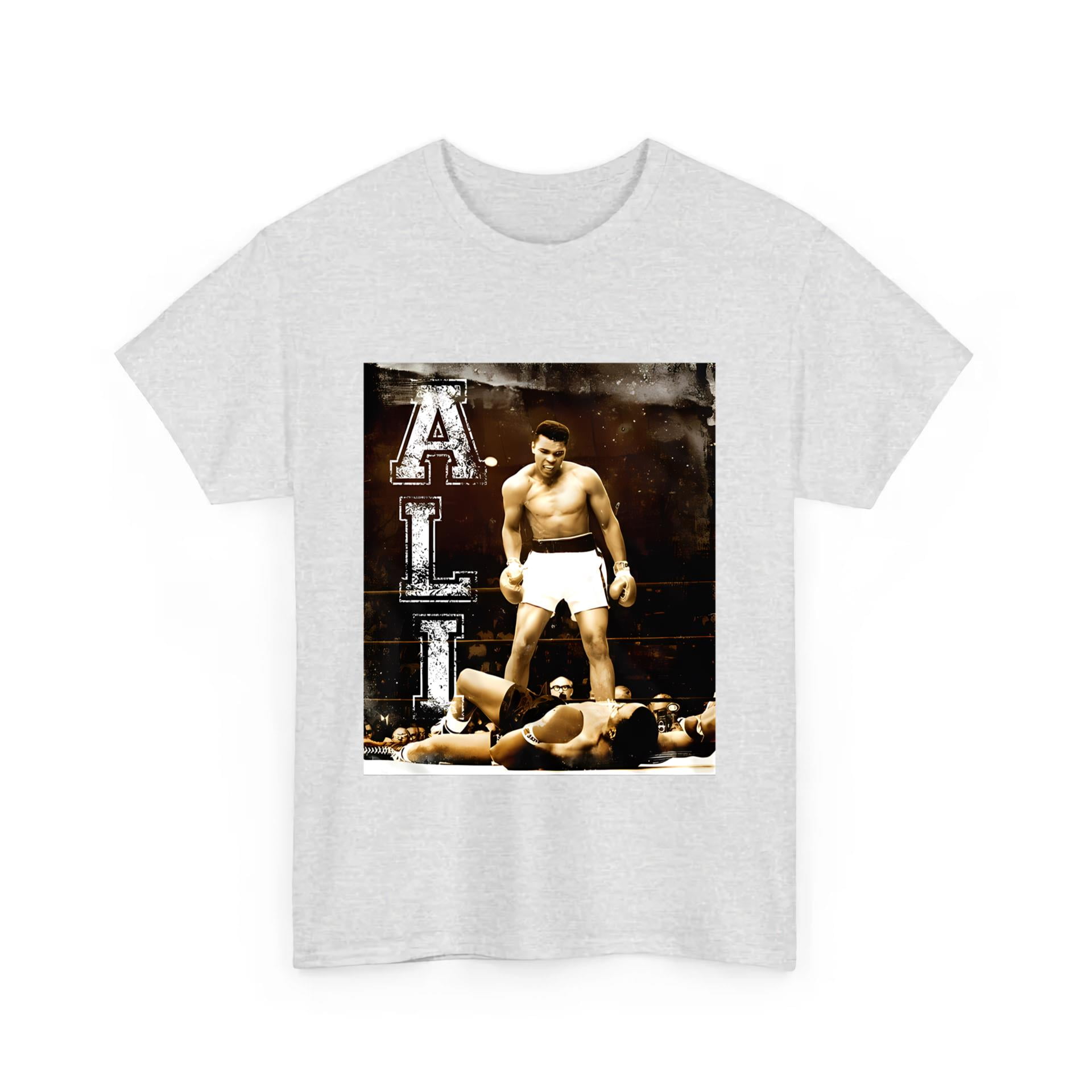 Muhammad Ali T-Shirt Distressed Over Liston In Ring Black Tee - Walmart.com