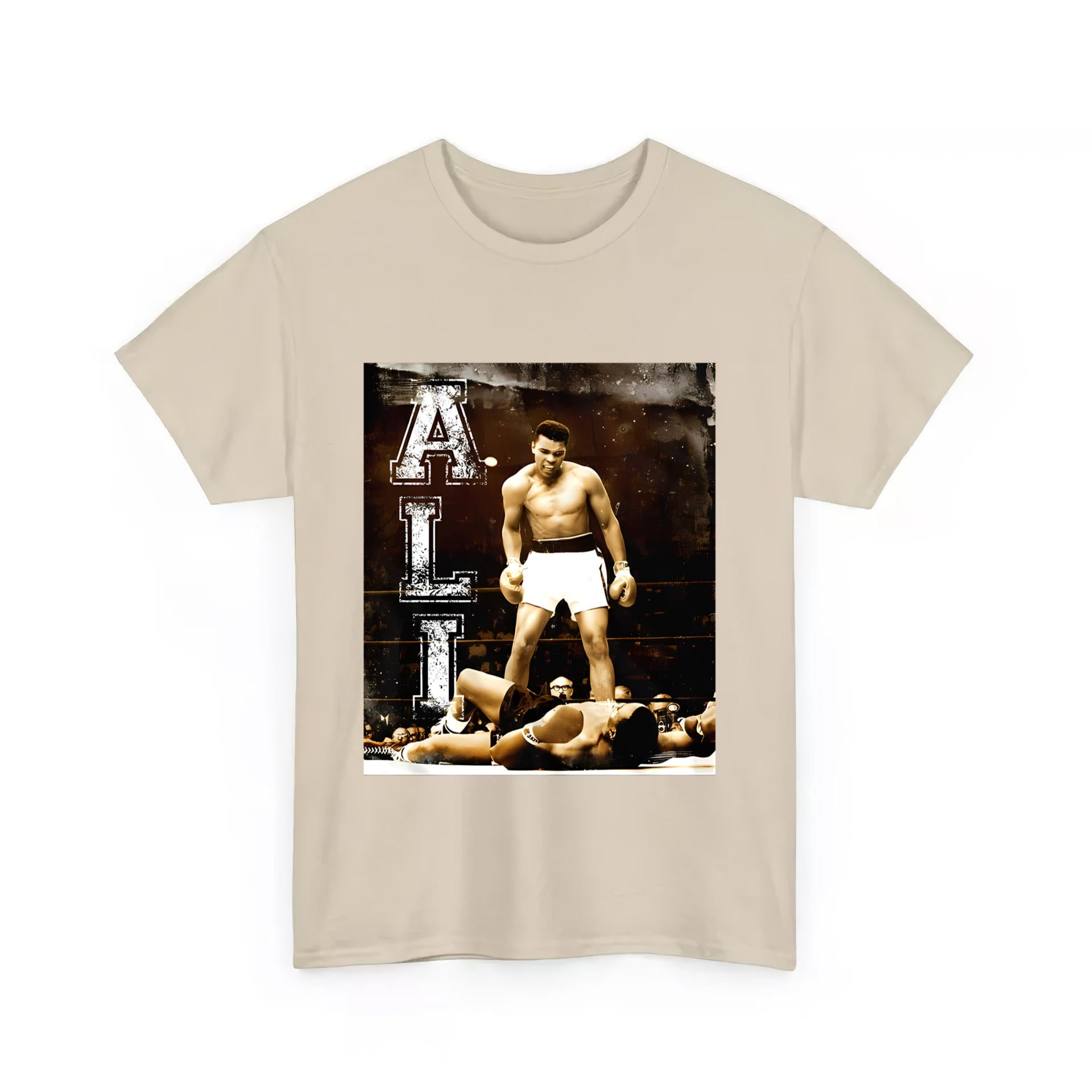 Muhammad Ali T-Shirt Distressed Over Liston In Ring Black Tee - Walmart.com