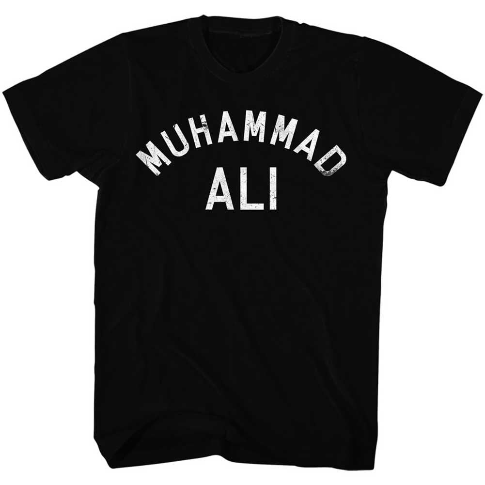 Muhammad Ali T-Shirt White Distressed Text Black Tee - Walmart.com