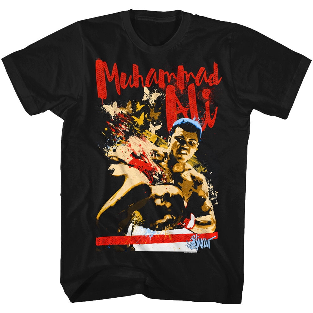 Muhammad Ali Tall T-Shirt Butterfly Punch Painting Black Tee - Walmart.com