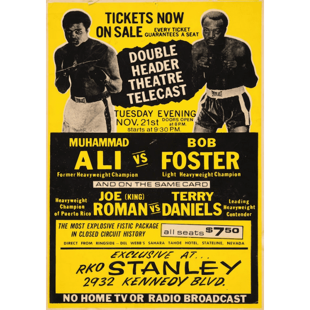 Muhammad Ali vs Bob Foster Boxing Poster 24x36 - 1972 Light Heavyweight ...
