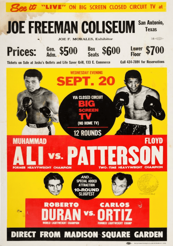 Muhammad Ali vs Floyd Patterson Boxing Poster 24x36 - 1965 Heavyweight ...