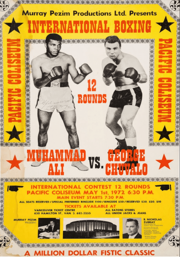 Muhammad Ali vs George Chuvalo Boxing Poster 24x36 - 1966 Heavyweight ...