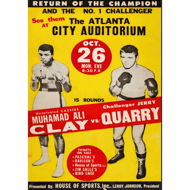 Muhammad Ali vs Jerry Quarry Boxing Poster 24x36 - 1970 Heavyweight ...