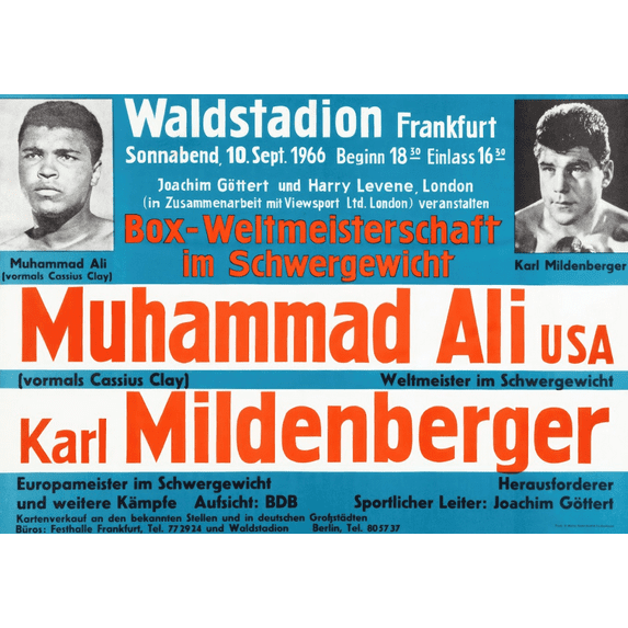 Muhammad Ali vs Karl Mildenberger Boxing Poster 24x36 - 1966 ...