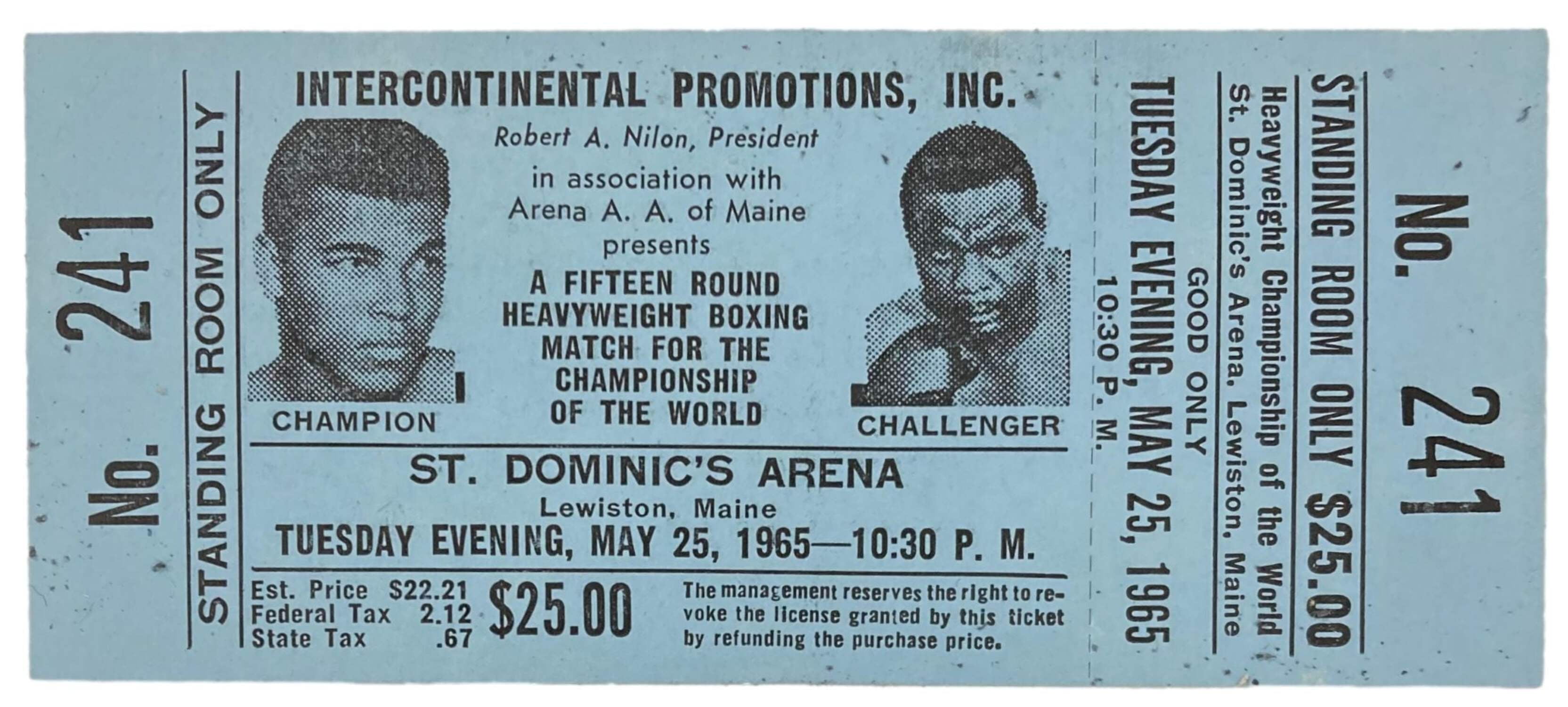 Muhammad Ali vs Sonny Liston May 25 1965 Blue Standing Room Only Full ...