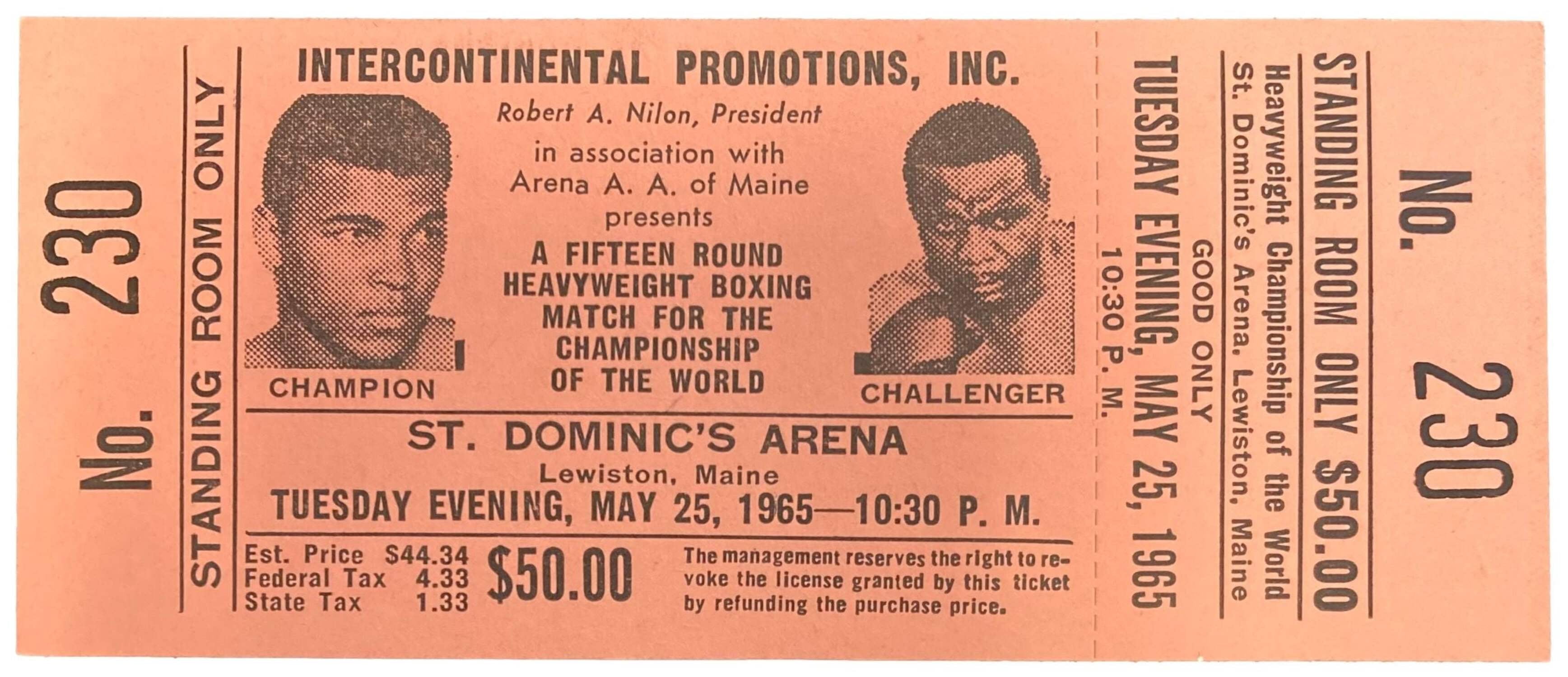Muhammad Ali vs Sonny Liston May 25 1965 Red Standing Room Only Full ...