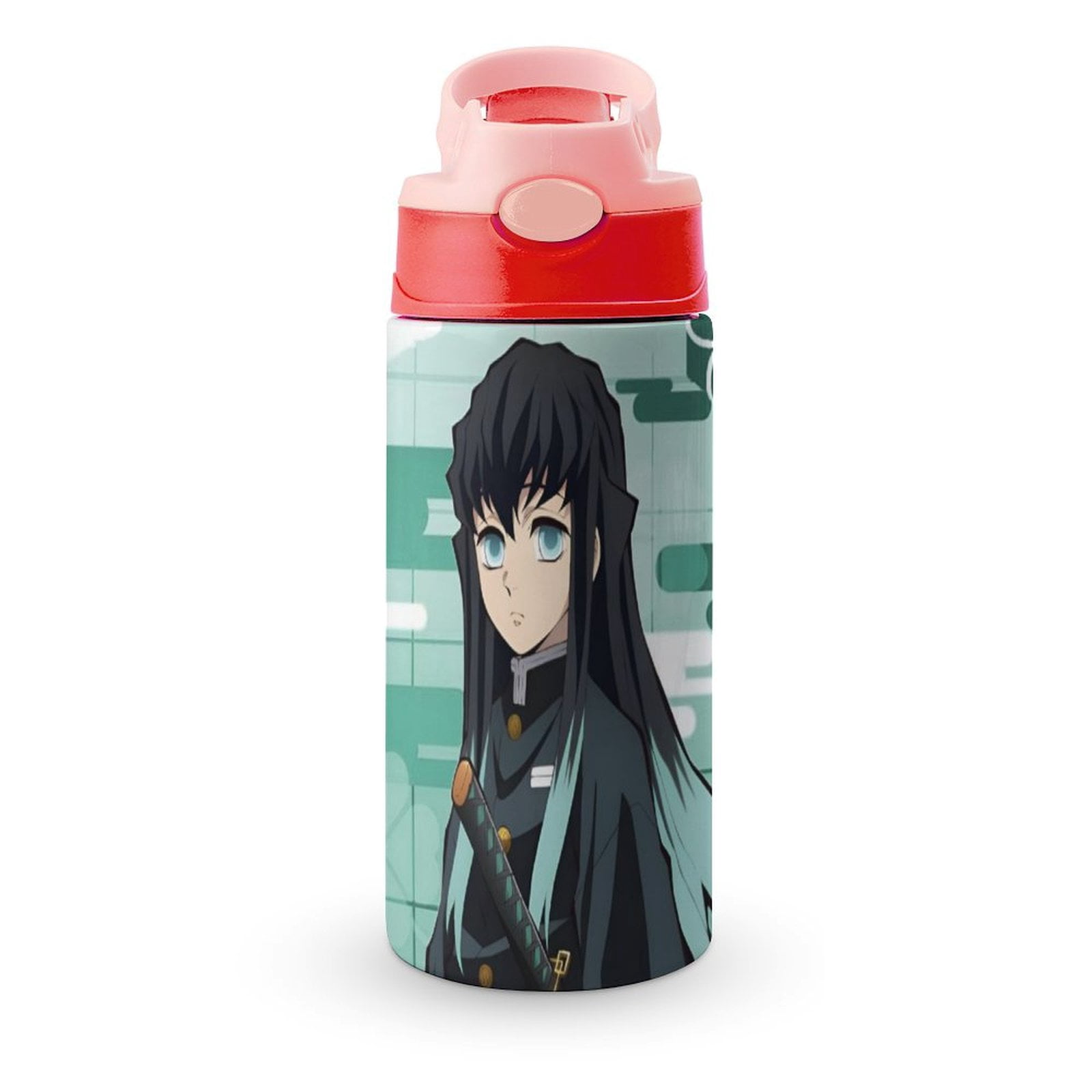 Muichiro Tokito Insulated Bottle with Straw And Built in Carrying Loop ...