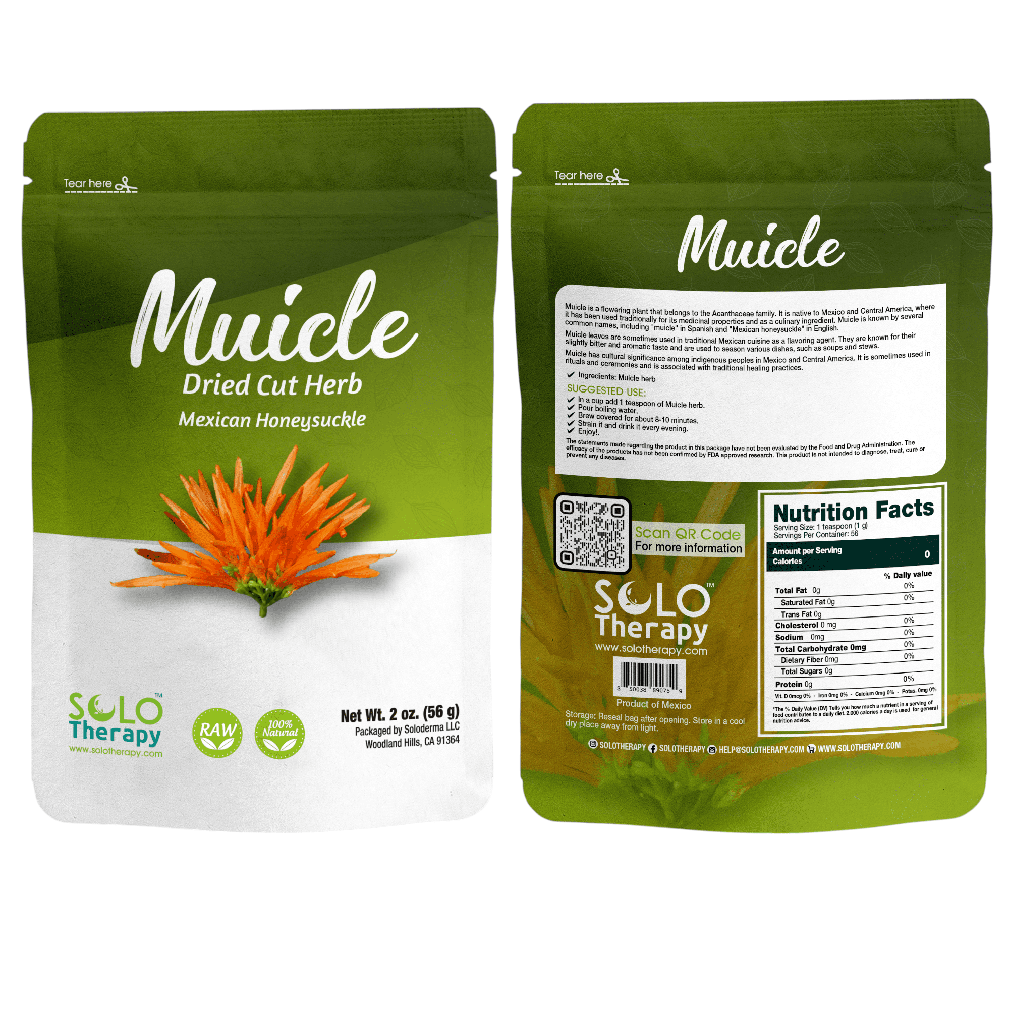 Muicle Mexican Honeysuckle Hierba Tea 56 Grams, Resealable Bag, Muicle ...