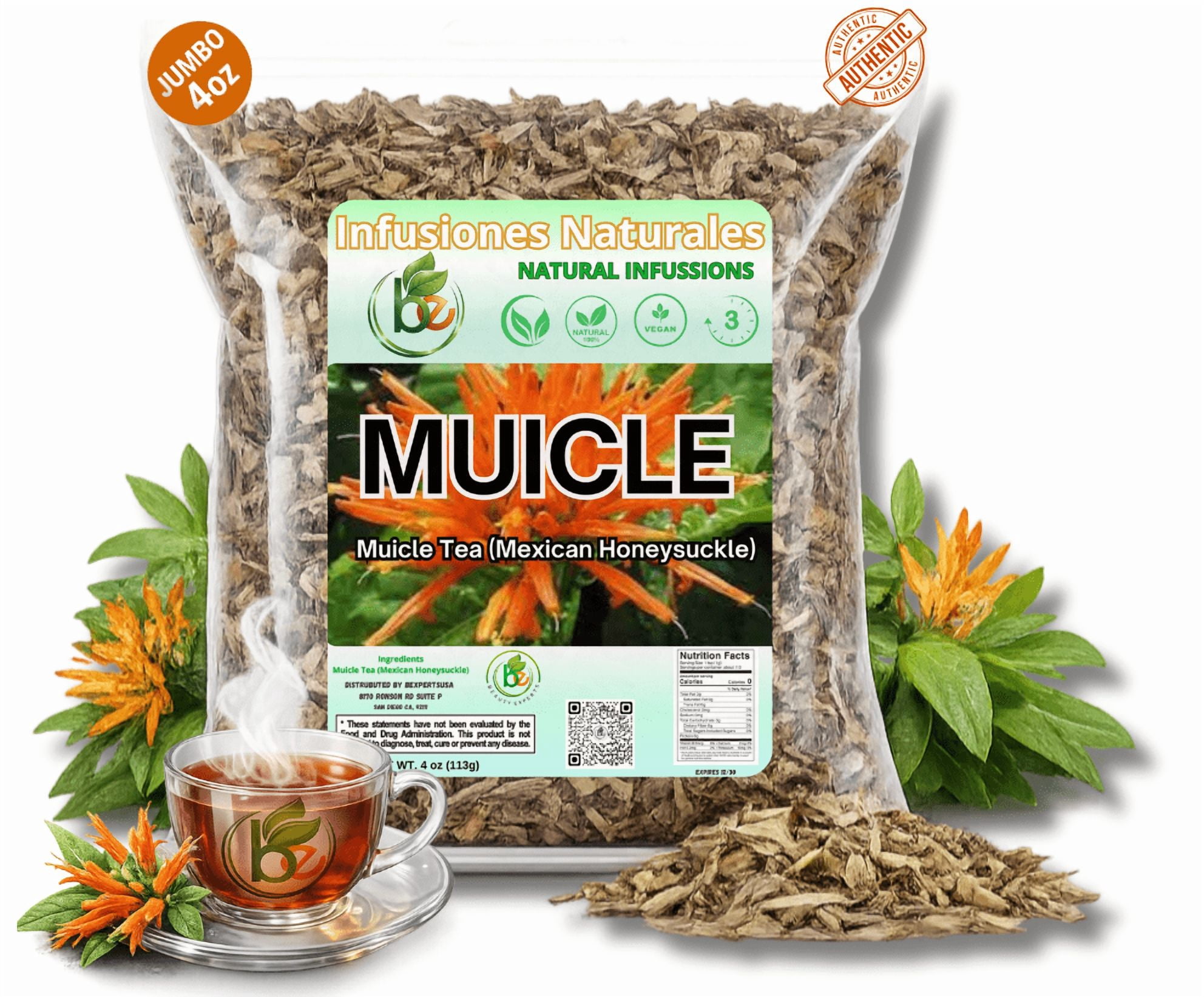 B-EXPERTS, Muicle Té Herbal Tea, 4 oz, 100% Natural Vegan Non-GMO ...