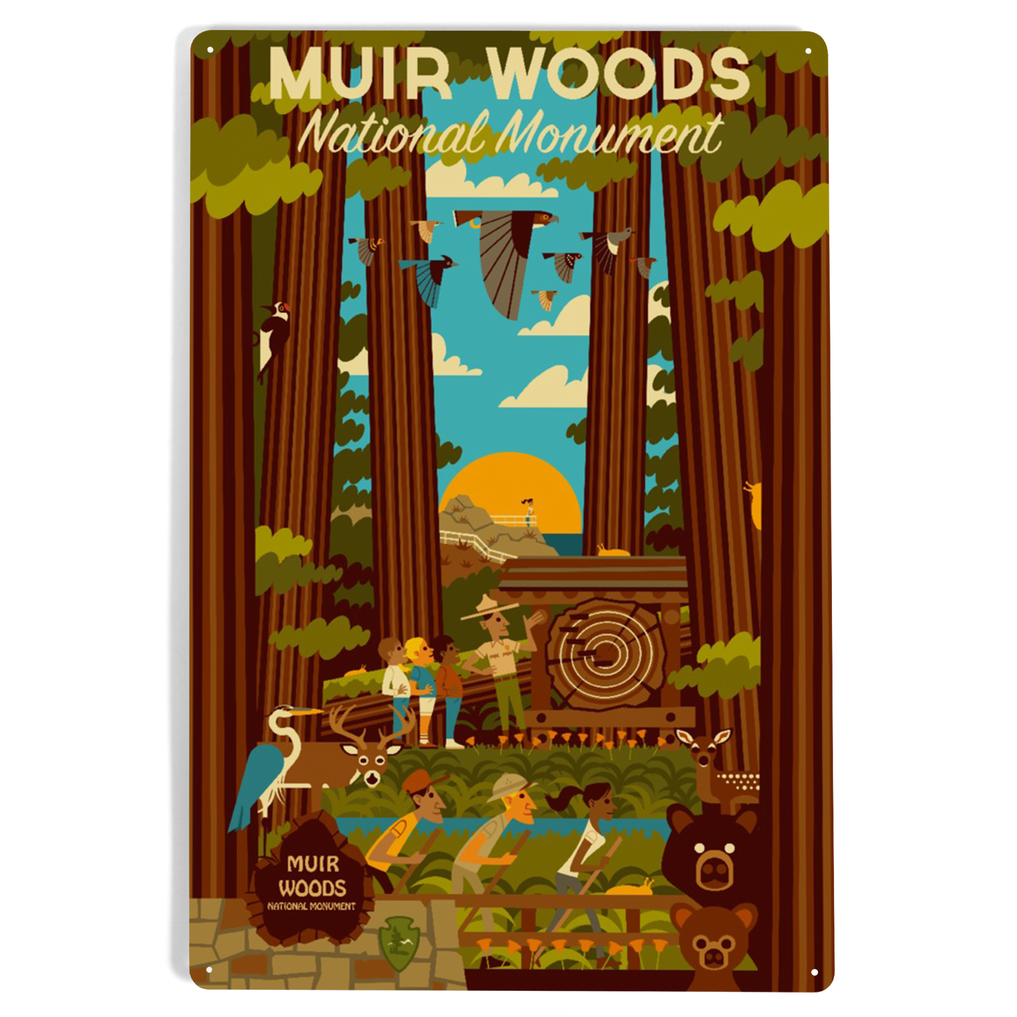 Muir Woods National Monument, California, Geometric (12x18 Aluminum Art ...