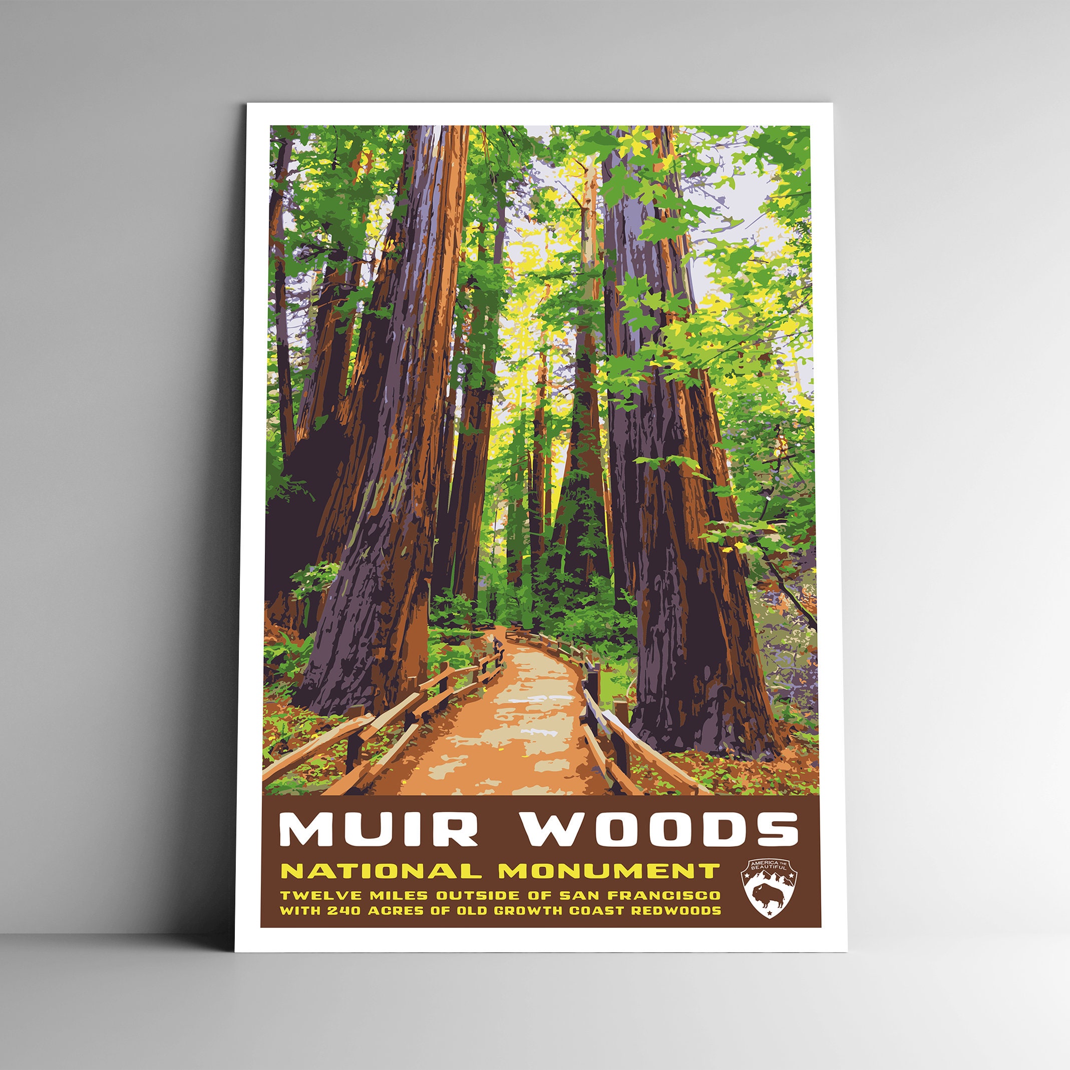 Muir Woods National Monument Vintage Travel Poster / Postcard WPA Style ...