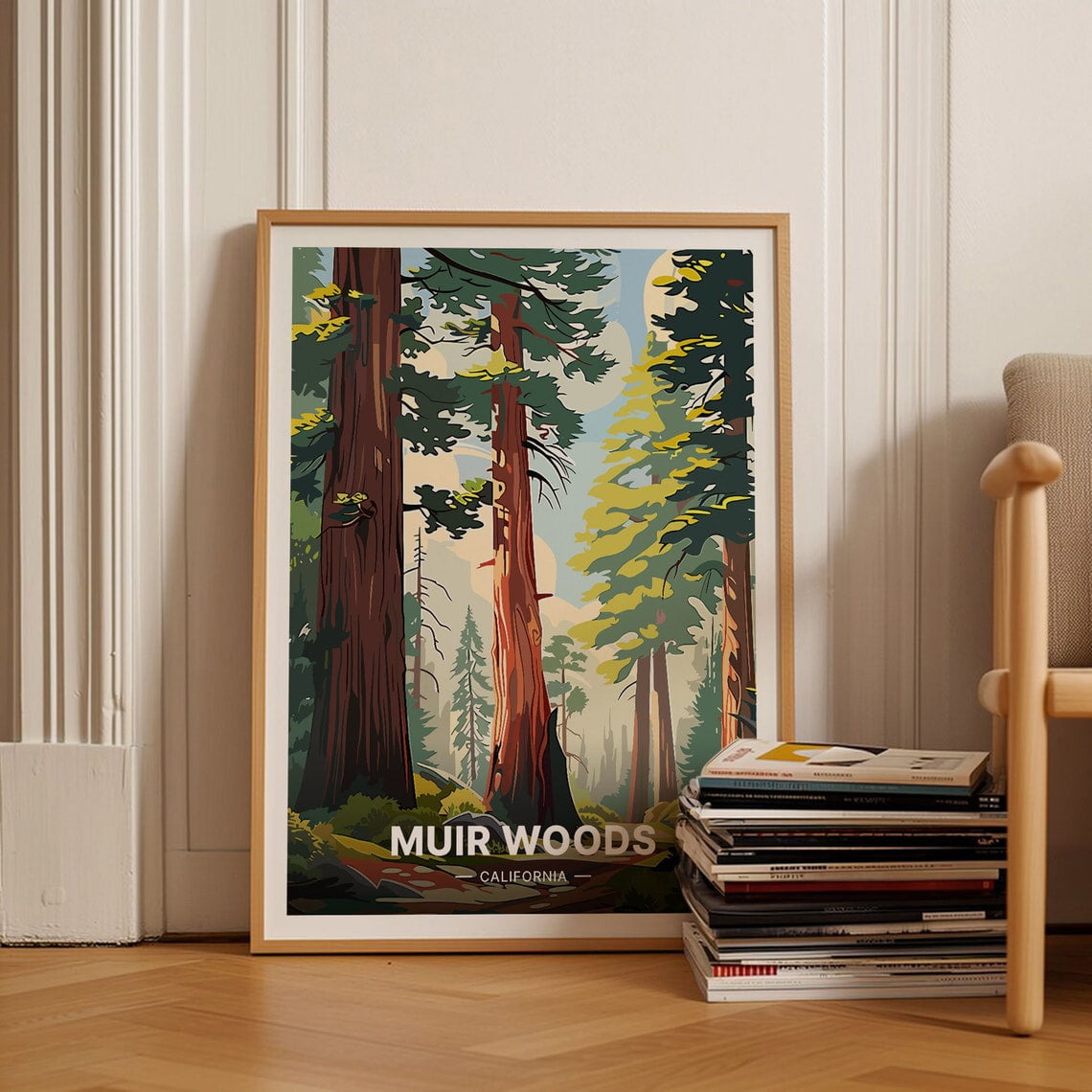 Muir Woods Travel Poster, California Redwoods Art, Home Decor, Nature ...
