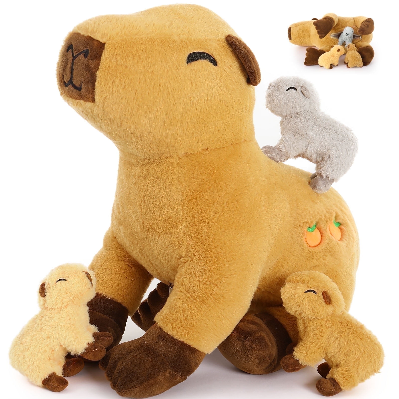 Muiteiur 4Pcs Capybara Stuffed Animal Set 19.6'' Capybara Plush with 3 ...