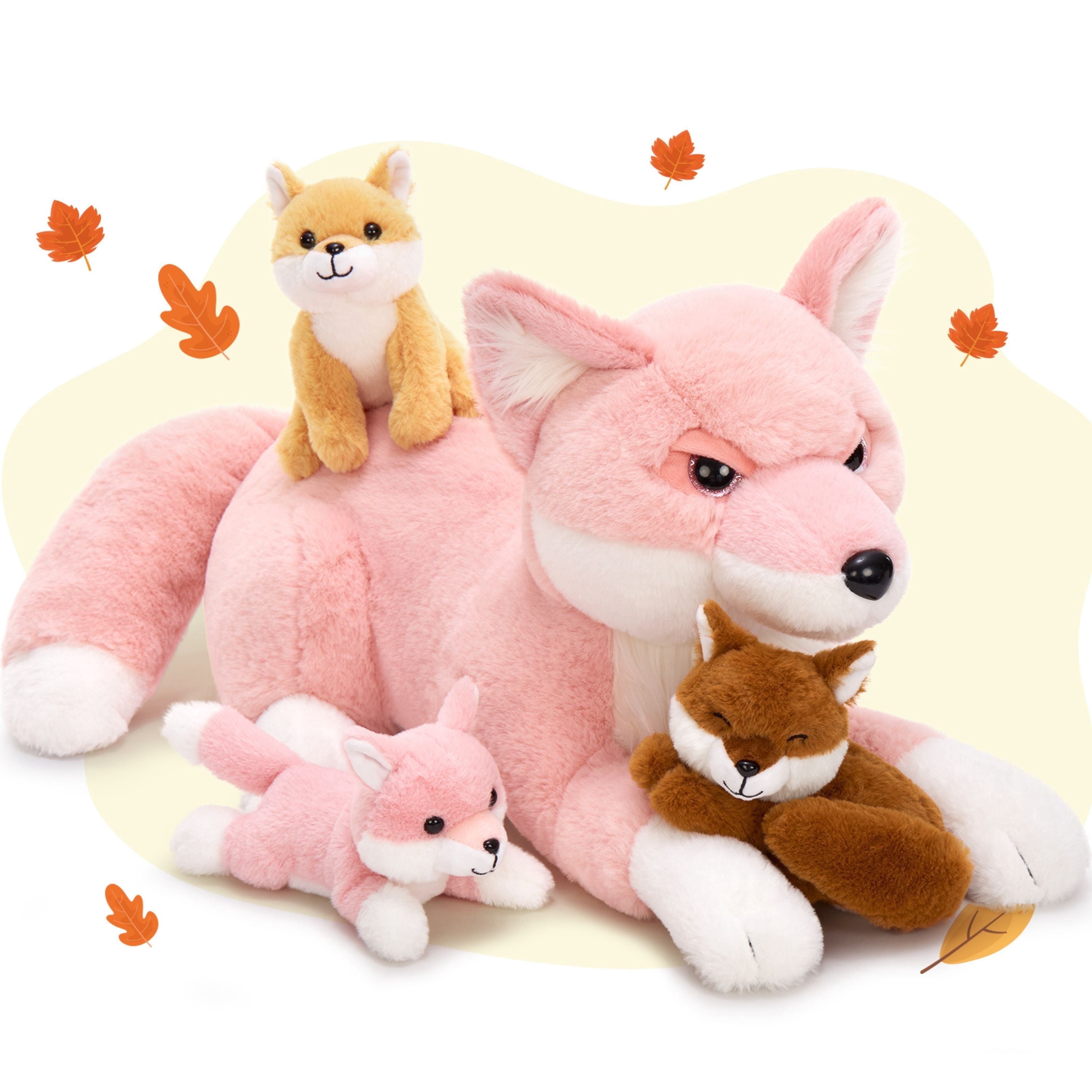 Muiteiur 4Pcs Fox Stuffed Animal 22'' Plush with 3 Babies - Walmart.com