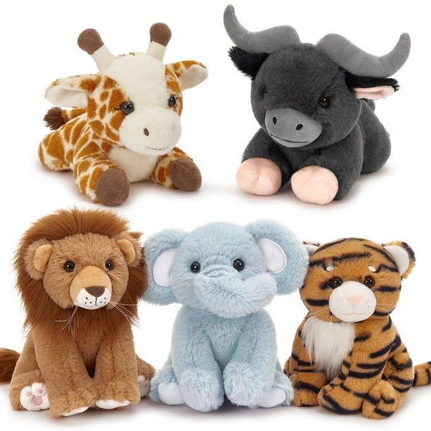 Muiteiur 5 Pieces Prairie Stuffed Animal Set Plush Toy(Giraffe/Tiger ...