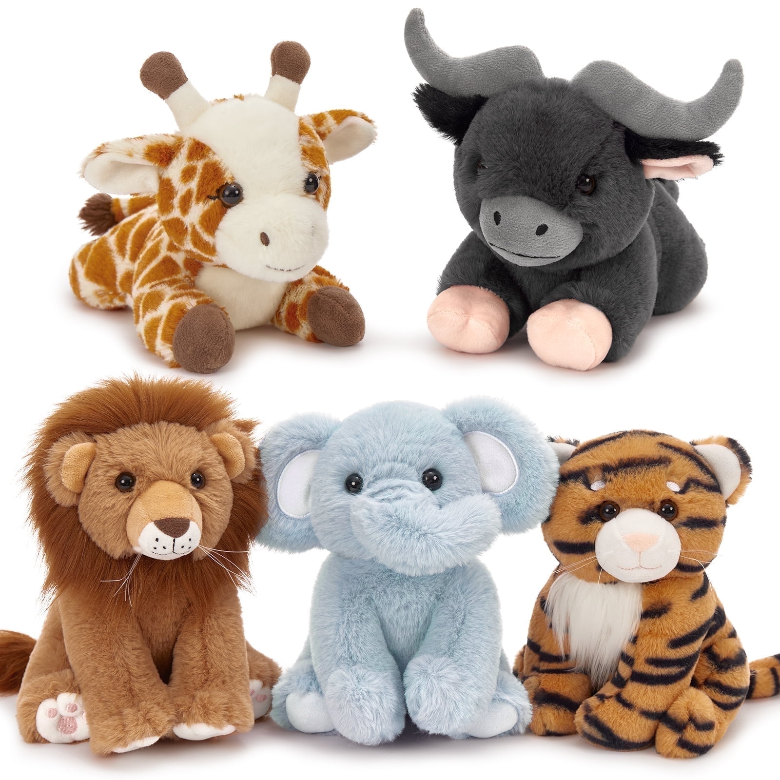 Muiteiur 5 Pieces Safari Stuffed Animals Jungle Animals Set Plush Toy ...