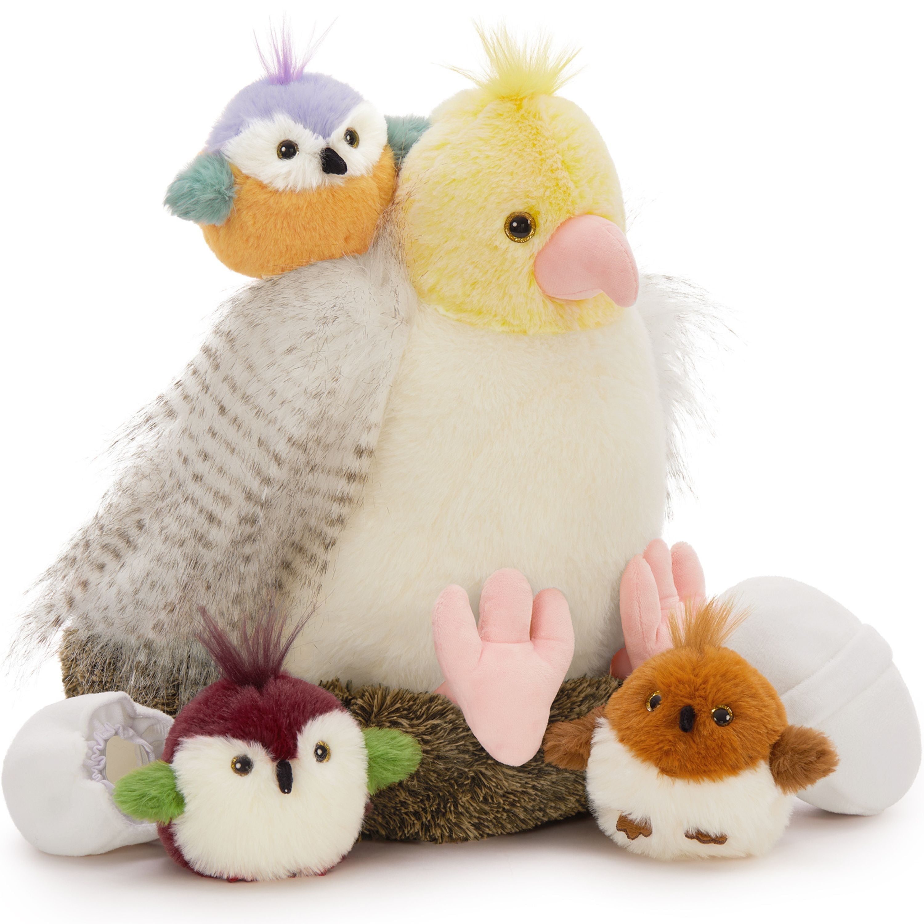 Muiteiur 7 Pcs Parrot Stuffed Animal Giant Budgerigar Plush Toy with 3 ...