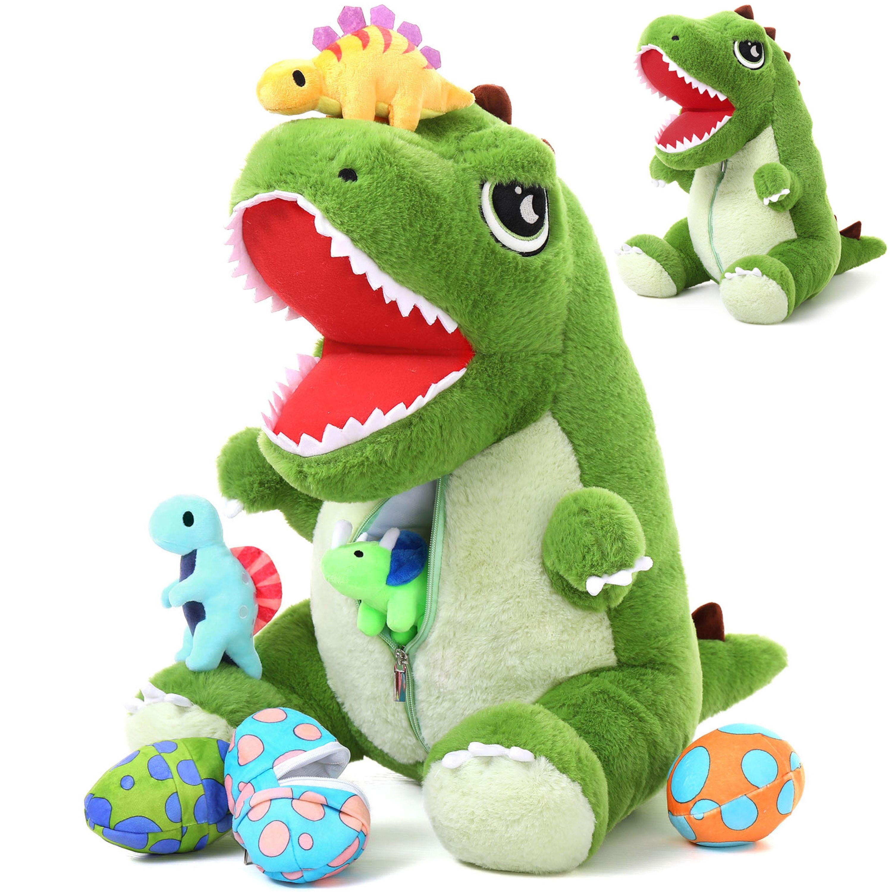 Muiteiur 7Pcs Dinosaur Stuffed Animal Set 19.6" Dinosaur Plush with 3 ...