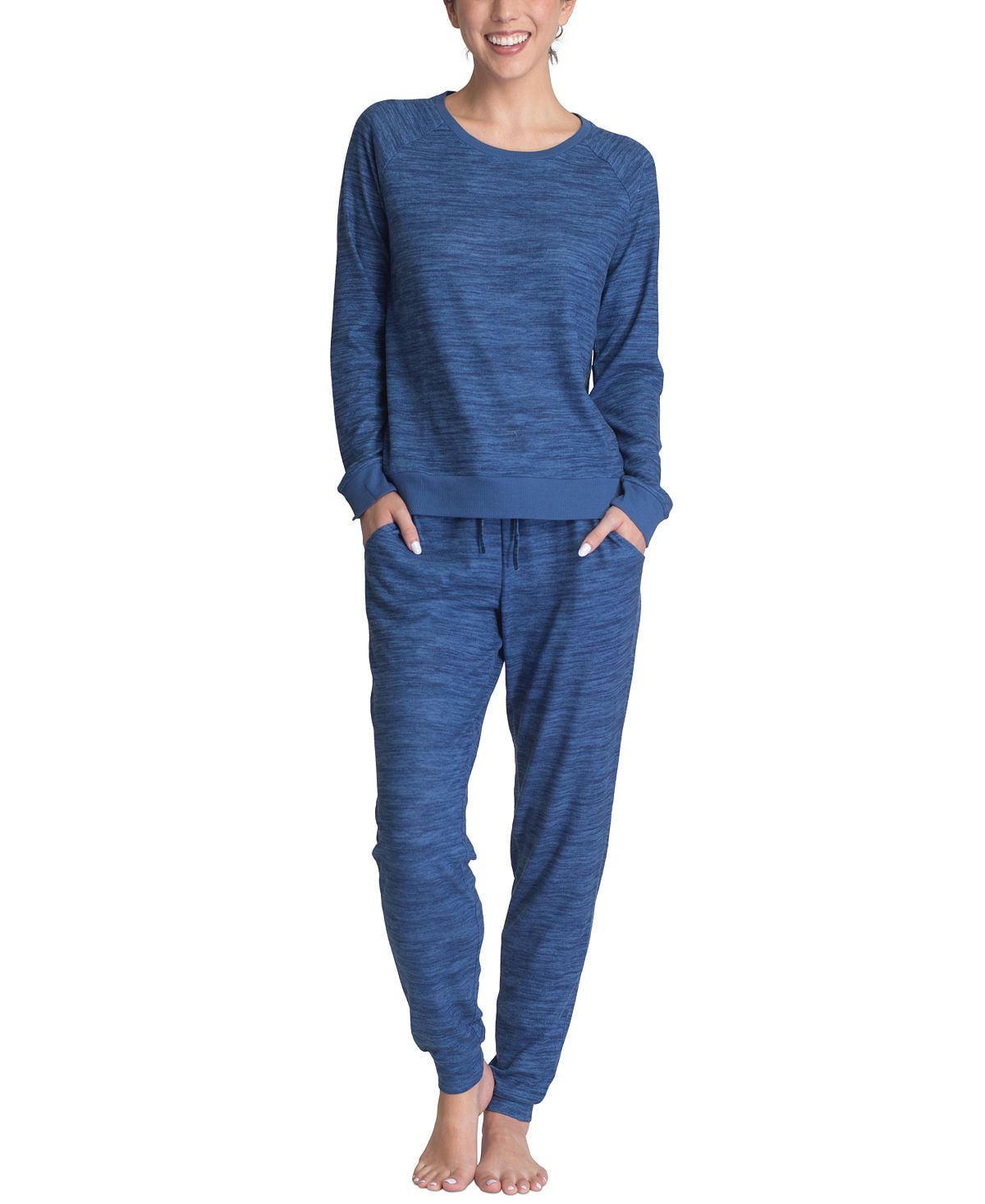 Muk Luks Butter-Knit Hacci Lounge Pajama Set HEATHER BLUE Size Medium ...