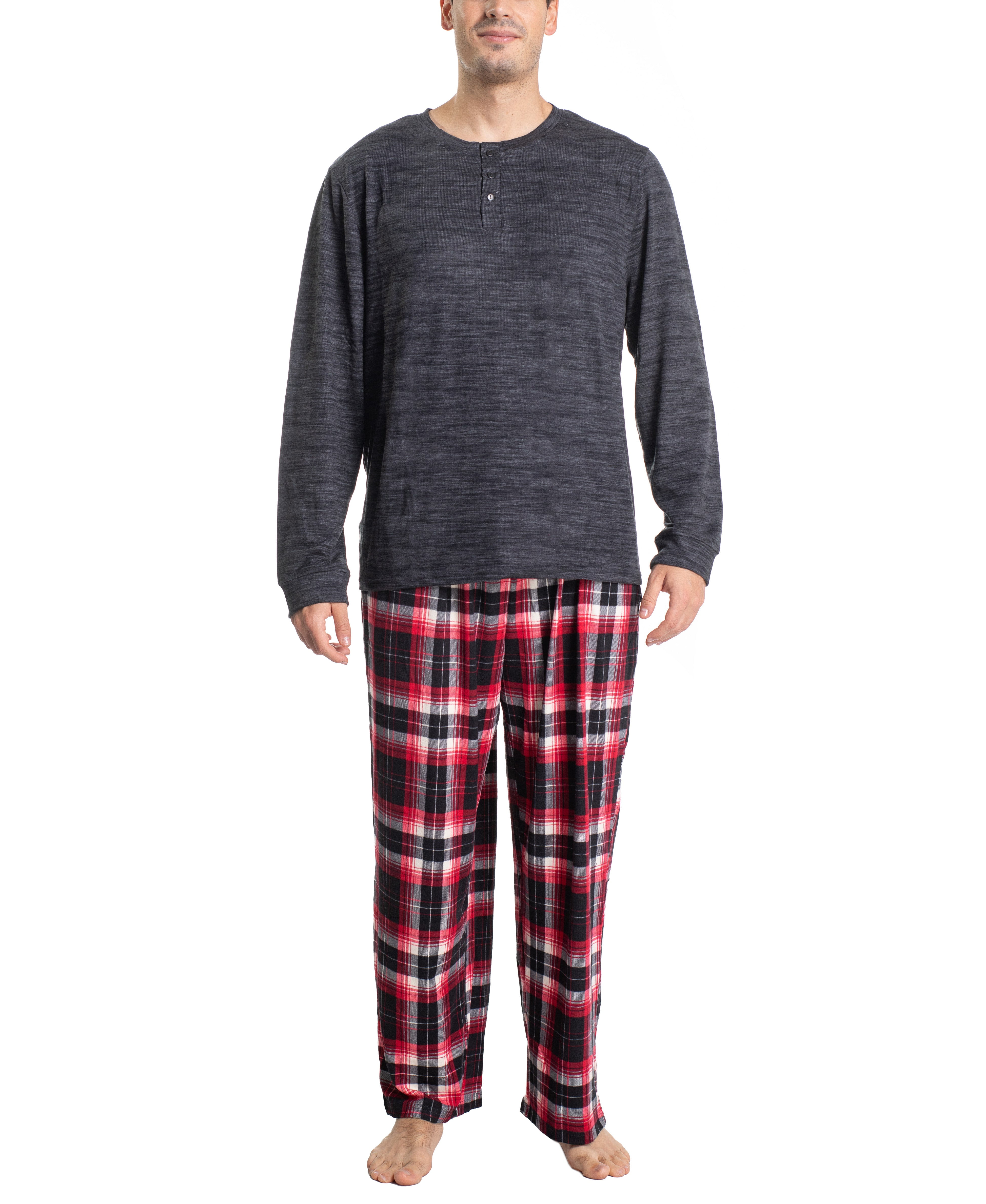 Muk Luks Soft Knit Matching Family Pajama Set , Black/Red Check, T/M ...