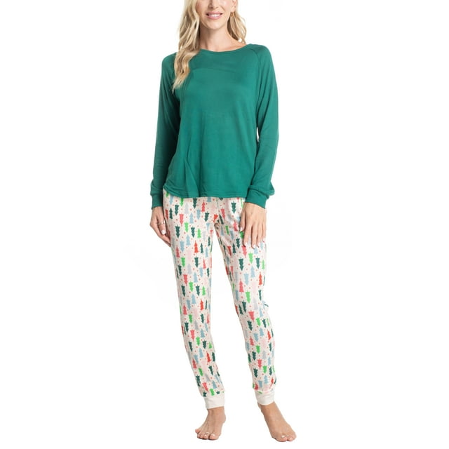 Muk Luks Soft Knit Matching Family Pajama Set , Evergreen Plaid/Trees ...