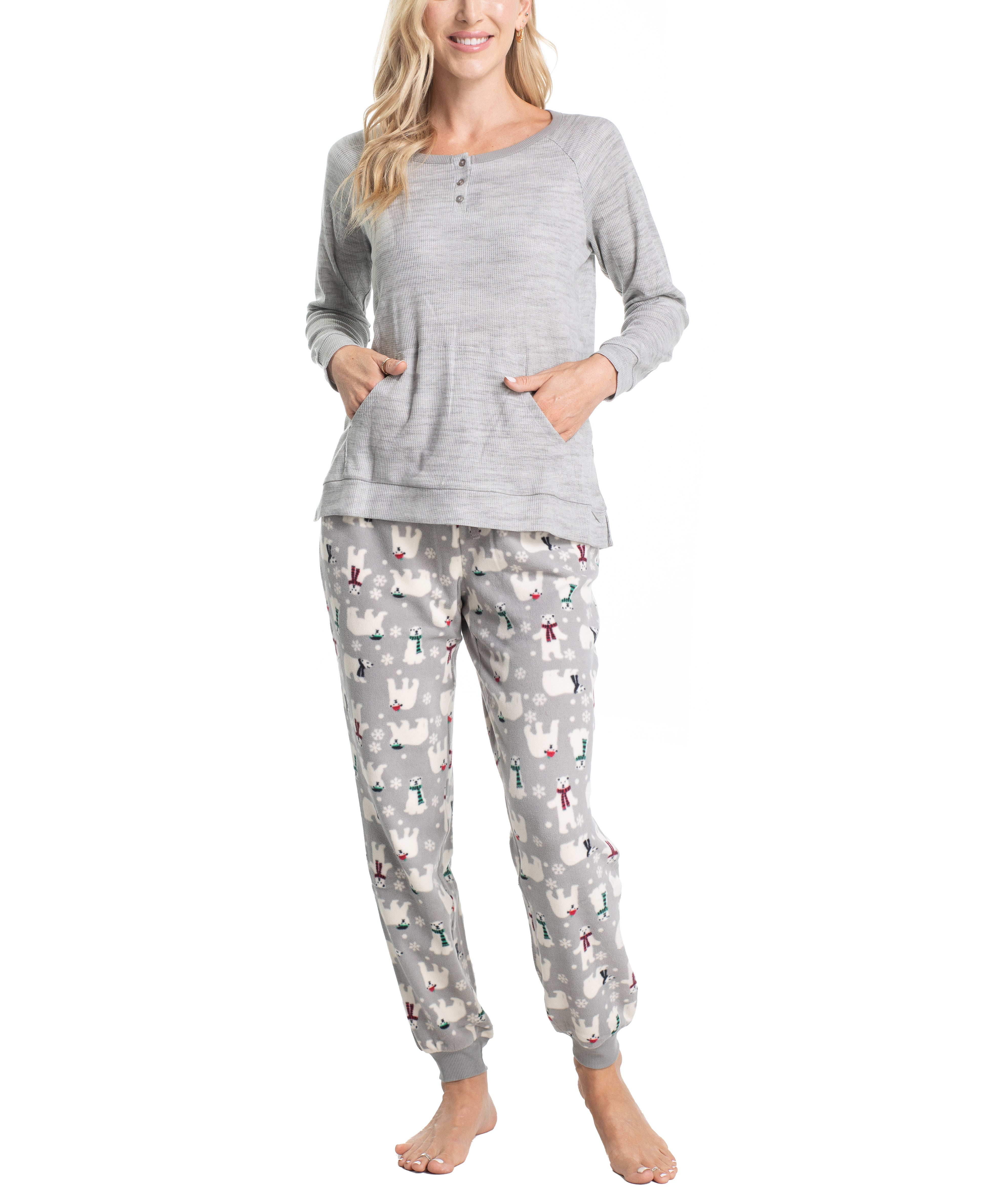 Muk Luks Soft Knit Matching Family Pajama Set , Grey Fairisle/Dogs, P/S ...