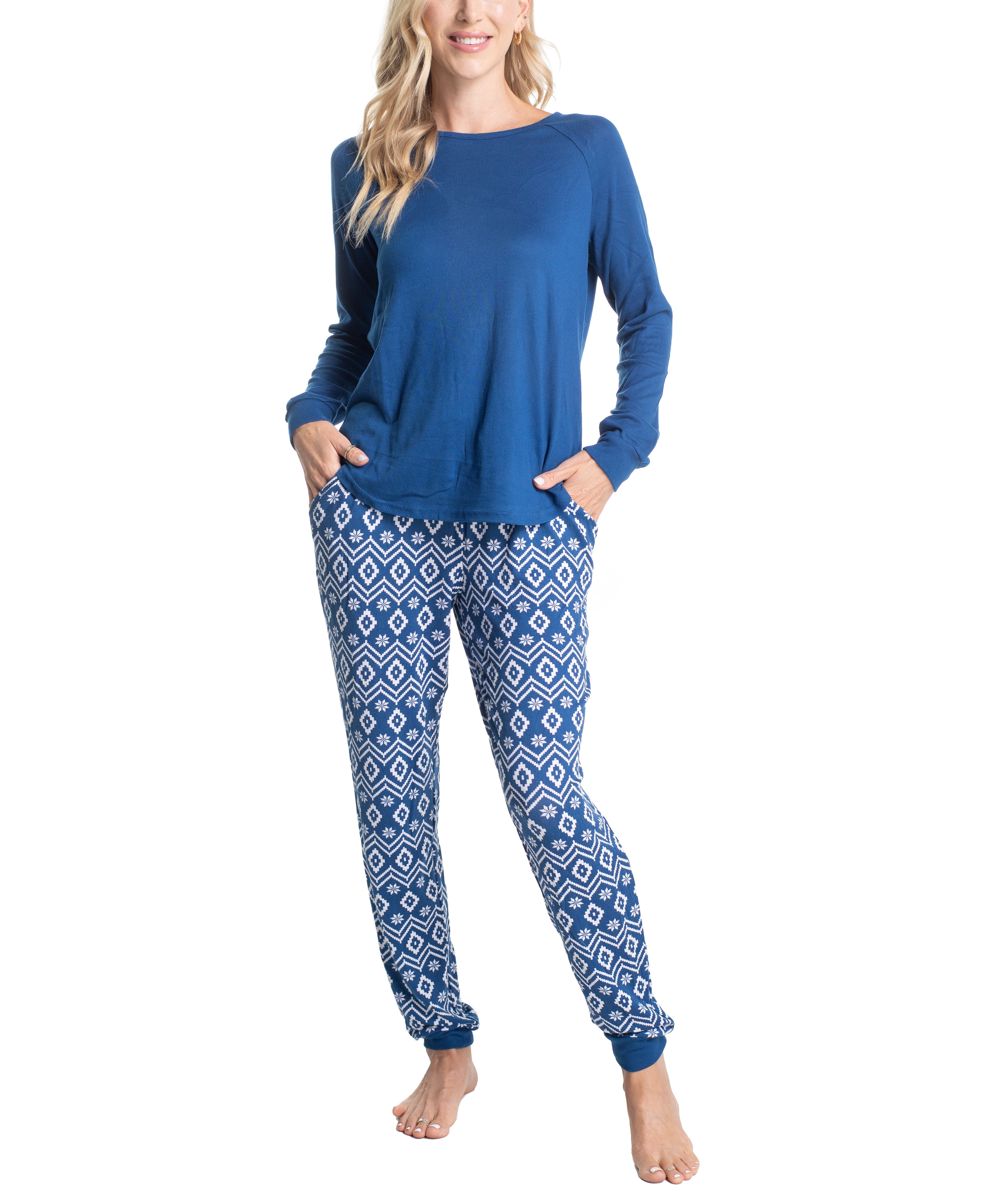 Muk Luks Soft Knit Matching Family Pajama Set , Navy Blue Car/Ikat, T ...