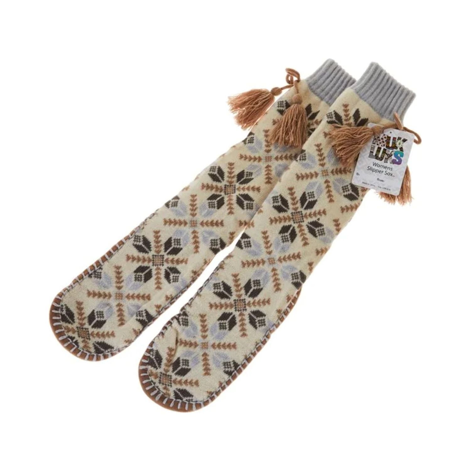 Muk Luks Traditional Tassel Knit Slipper Socks - Walmart.com