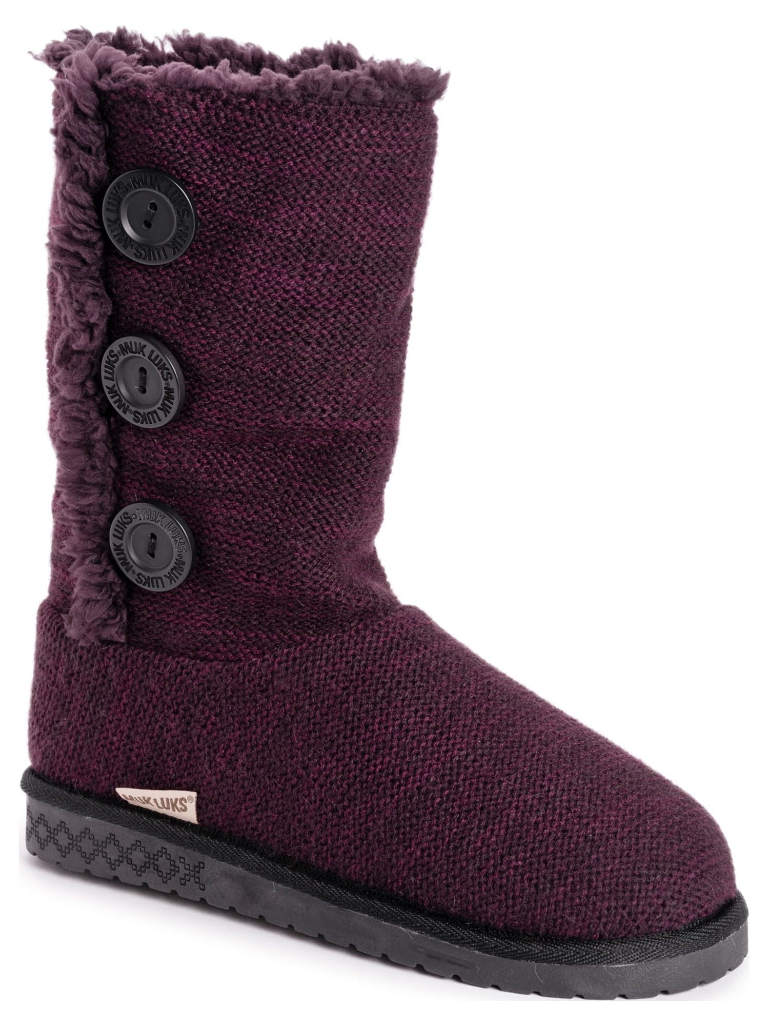 Muk Luks Women's Angel Faux Fur Lined Side Button Knit Boots - Walmart.com