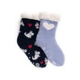 MUK LUKS Women's 2 Pair Pack Cozy Cabin Socks, Non-Skid Bottom, Machine ...