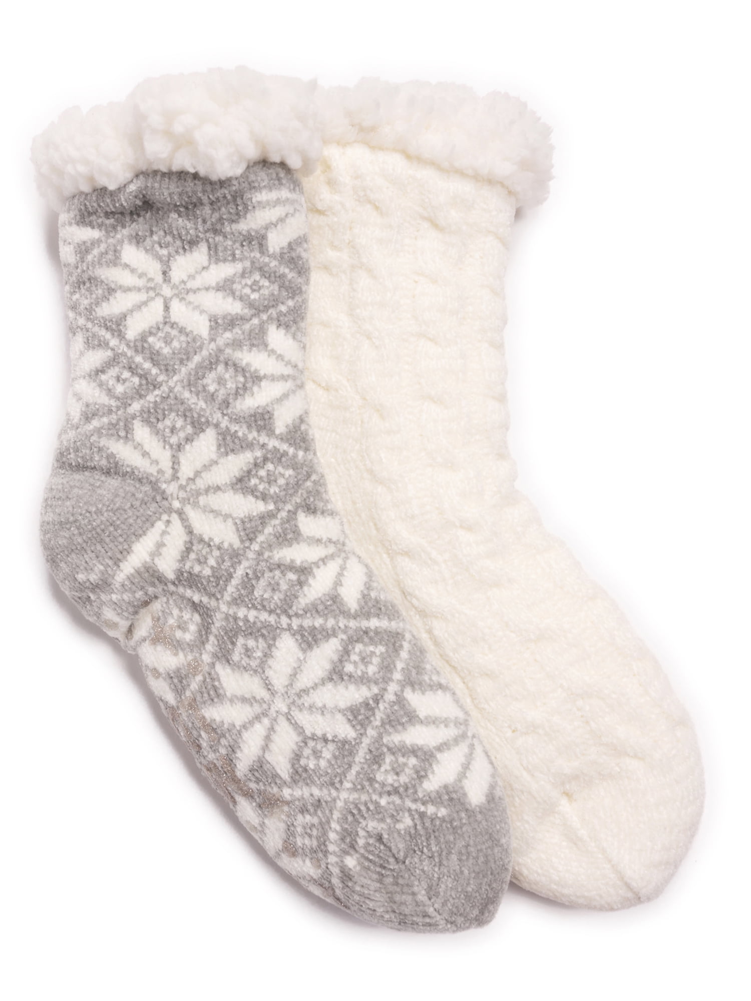 MukLuks Women's Cabin Socks, 2 Pack, Grey Snowflake, S/M - Walmart.com