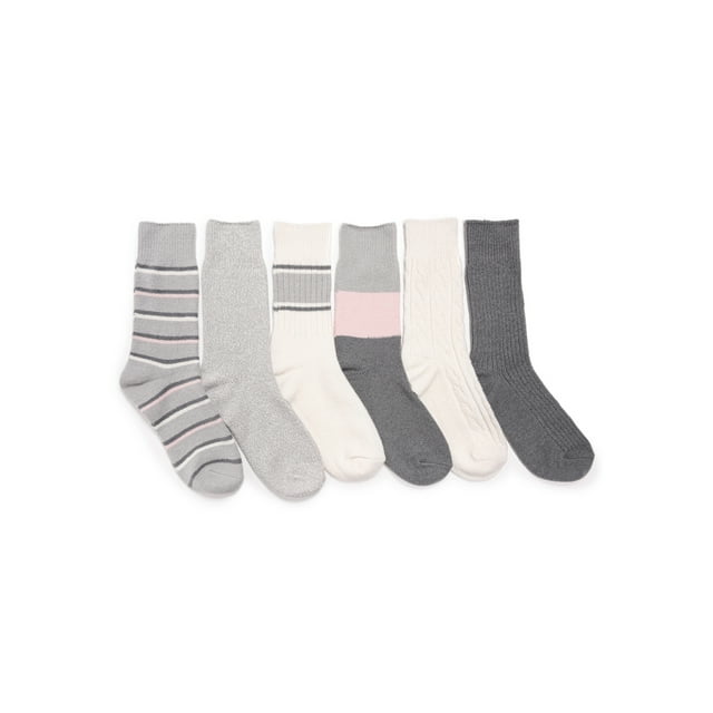 Muk Luks Women's Crew Boot Socks, 6-Pack, Fits Shoe Sizes: 6-10 ...
