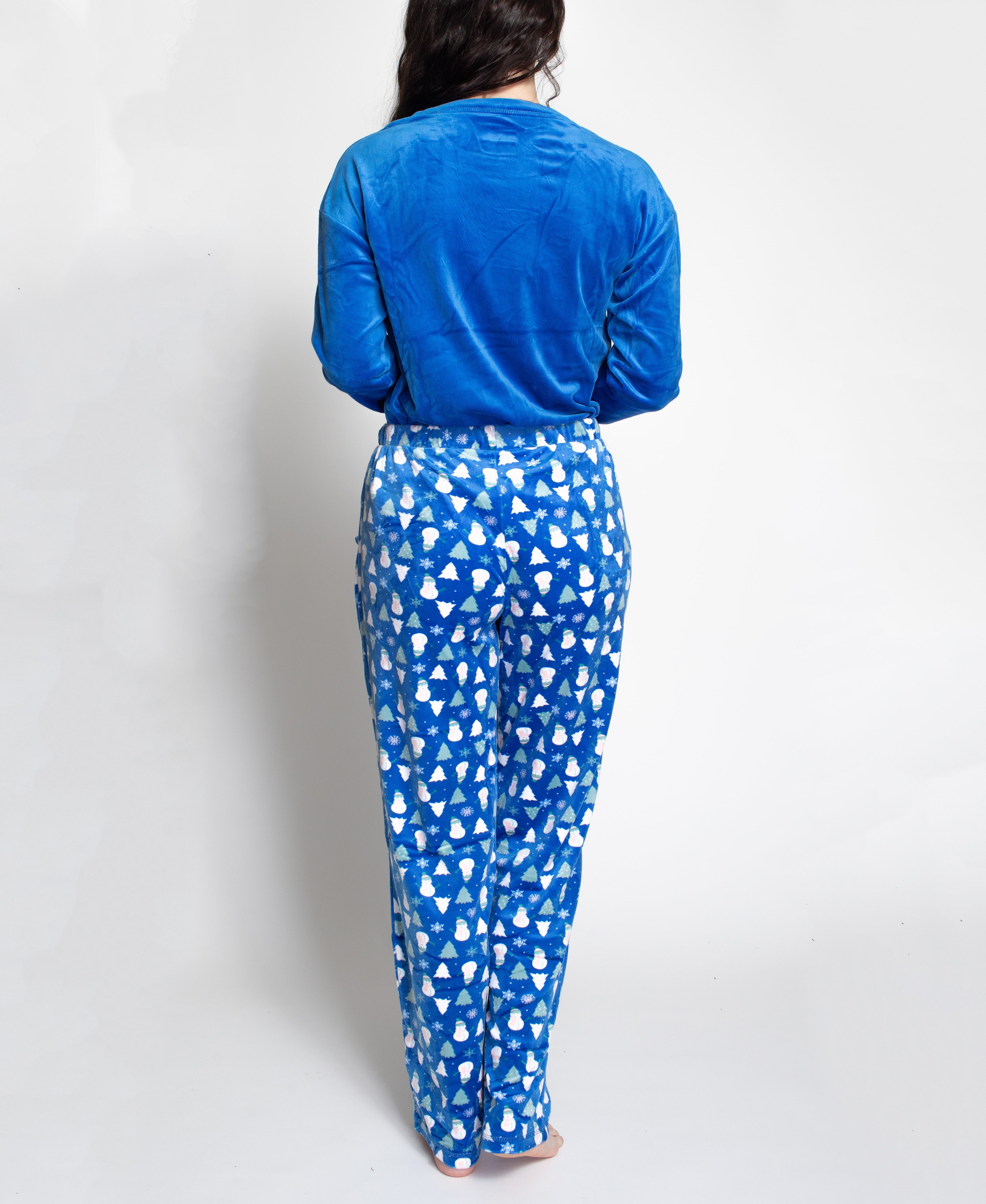 Muk Luks Women's Silky Velour Pajama Set, Cobalt/Snow Day, M - Walmart.com