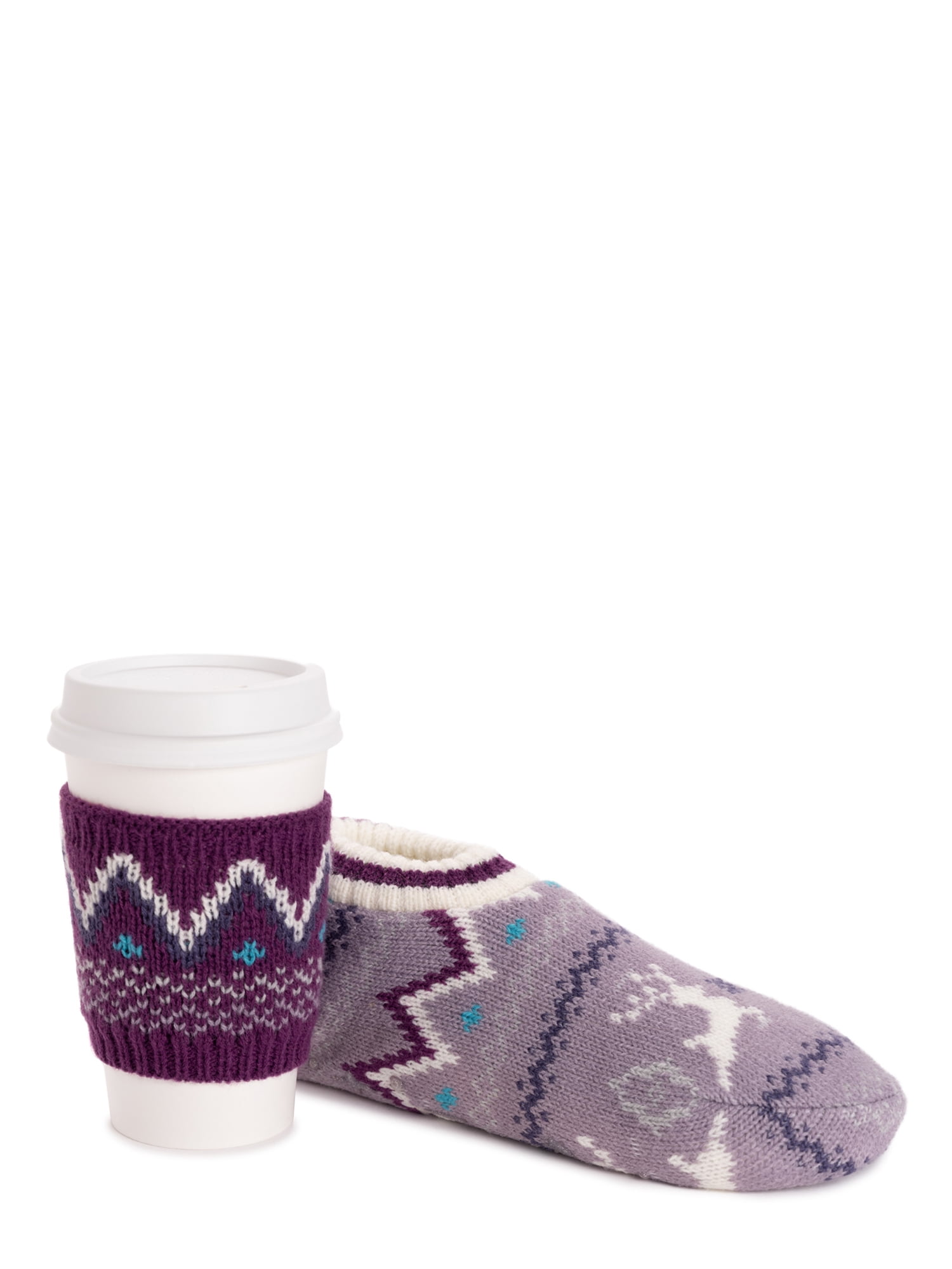 MUK LUKS Women's Ballerina Sherpa Slipper Sock Gift Set with Grippers - Walmart.com