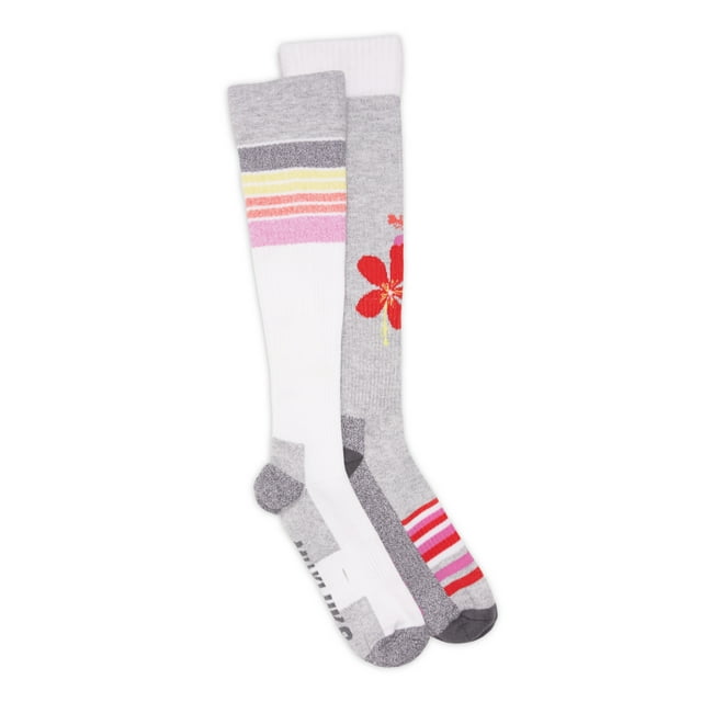 Muk Luks Women's Wide Width Cotton Knee-High Compression Socks, 2 Pair ...