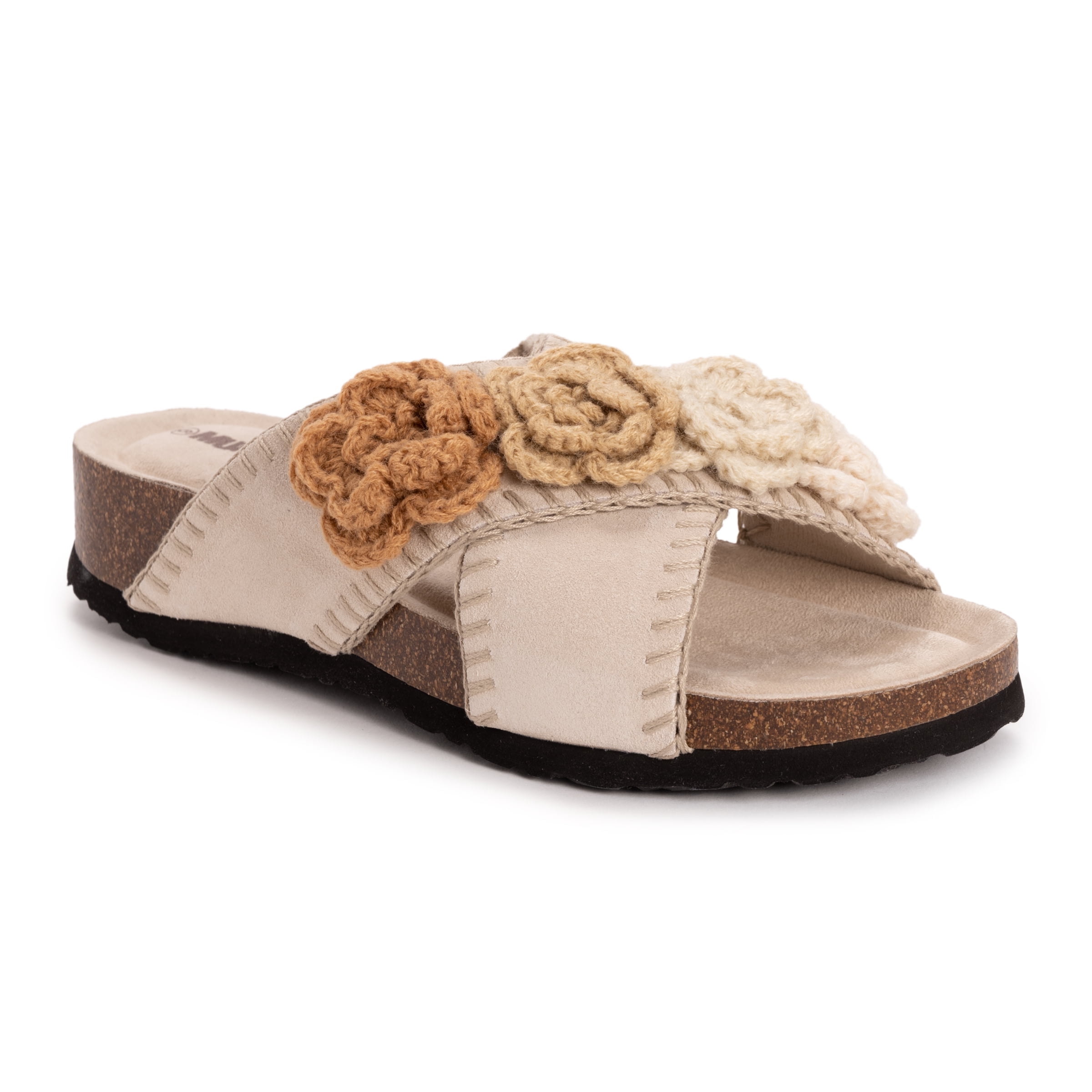Muk Luks Womens Penelope Suede Criss-Cross Slide Sandals - Walmart.com
