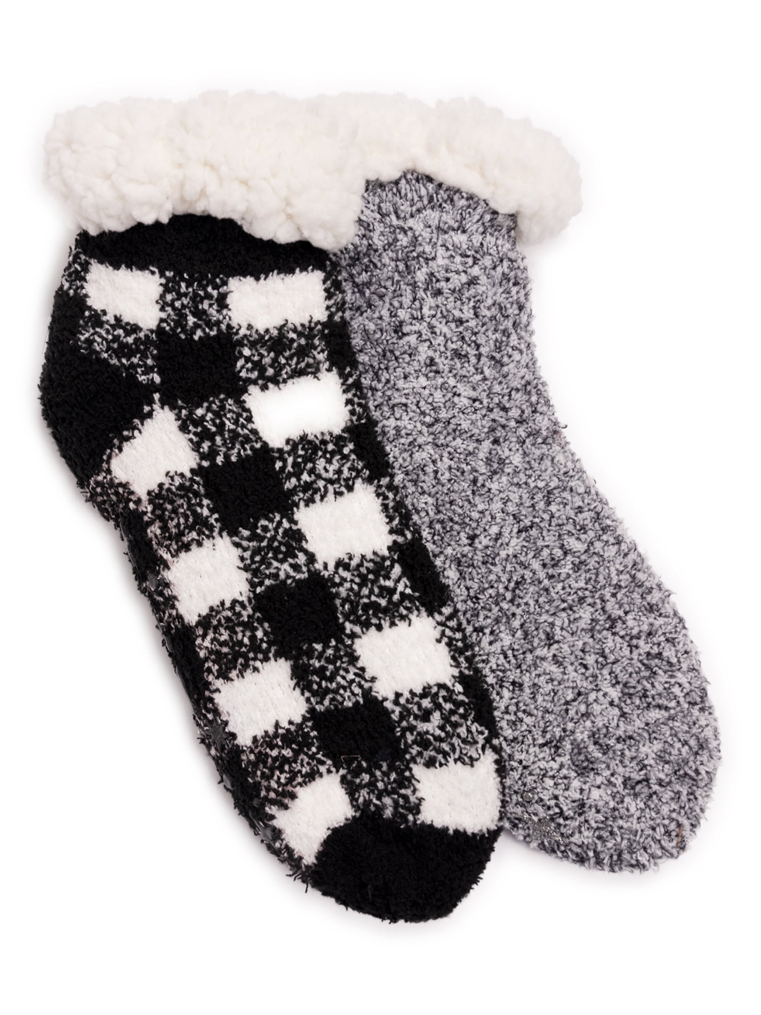 MUK LUKS Women's Cozy Faux Fur Lined Short Cabin Socks, 2-Pairs ...