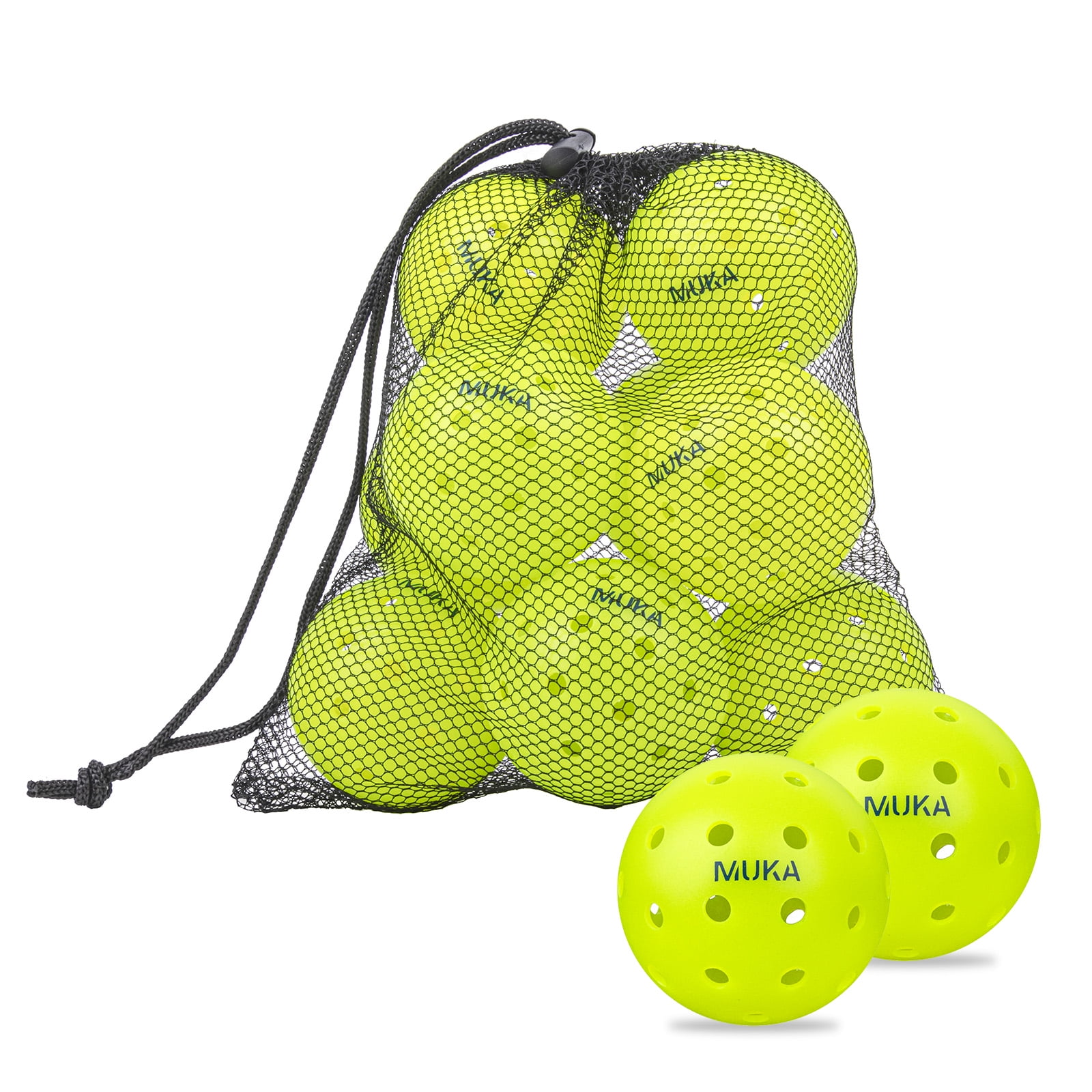 Muka 10 Pack Outdoor Pickleball Balls, Seamless 40 Holes Pickleball ...