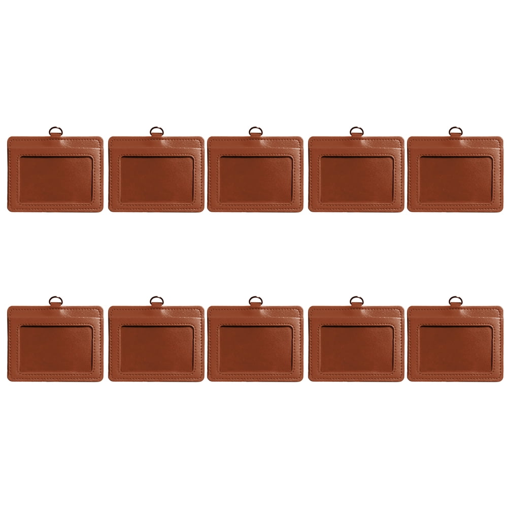 Muka 10 Pcs PU Leather Badge Holders, Vertical Horizontal ID Badge ...