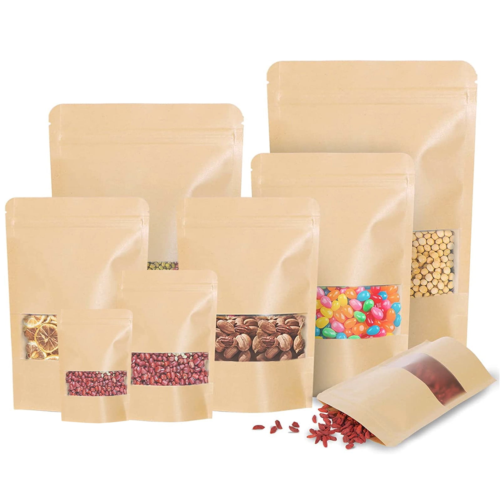 Muka 100 Pcs Heat Sealable Stand Up Pouch Bags with Tear Notch and ...