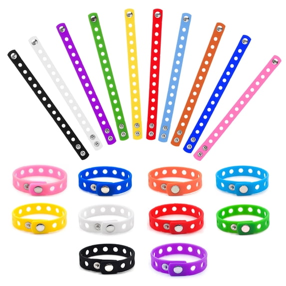 Muka 20 PCS Adult Rubber Charm Wristbands, Multi-Color Silicone ...