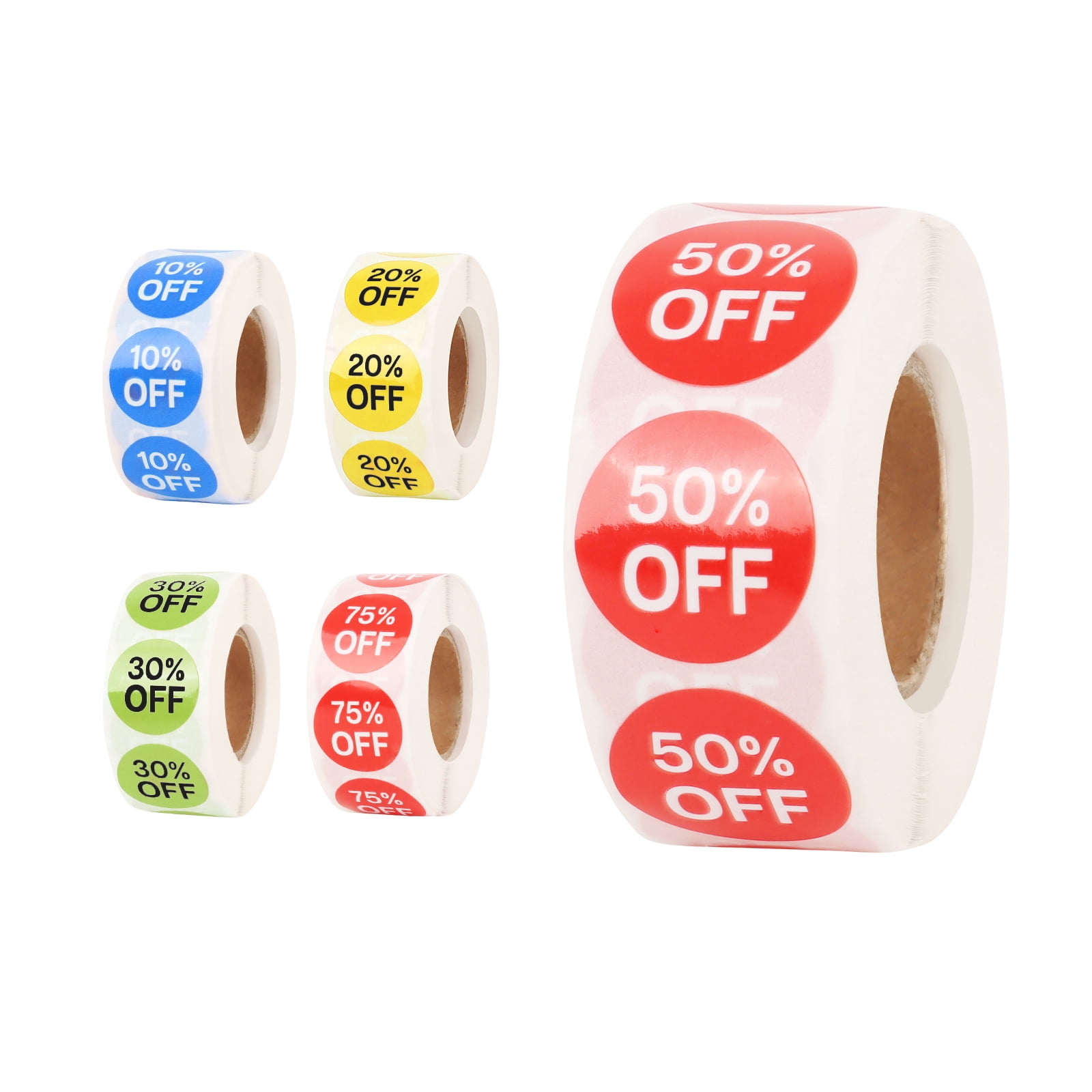 Muka 2500 Pcs/ Pack 0.75" Assorted Color Percent Off Stickers, 10 Off ...