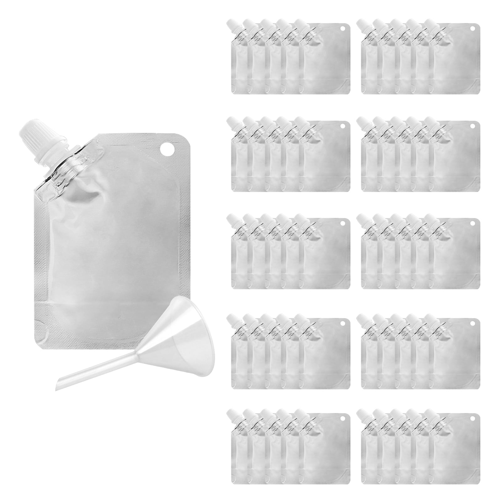 Muka 50 Pcs Silver Foil Spout Bag, Reclosable Spout Pouch with Funnel ...