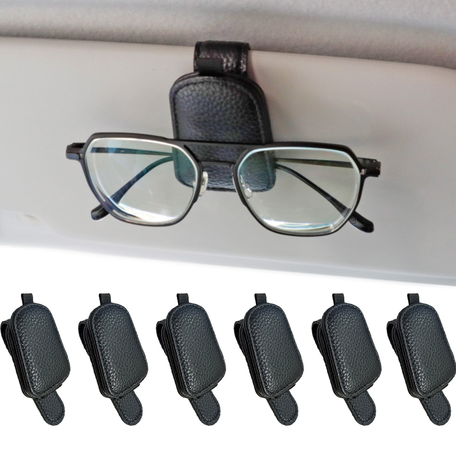 Muka 6 PCS Sunglasses Holders for Car Sun Visor Magnetic Leather ...