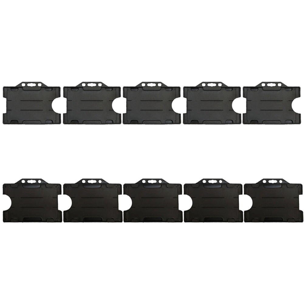 Muka Hard Plastic Open Face 2 Cards ID Badge Holder, Horizontal Black ...