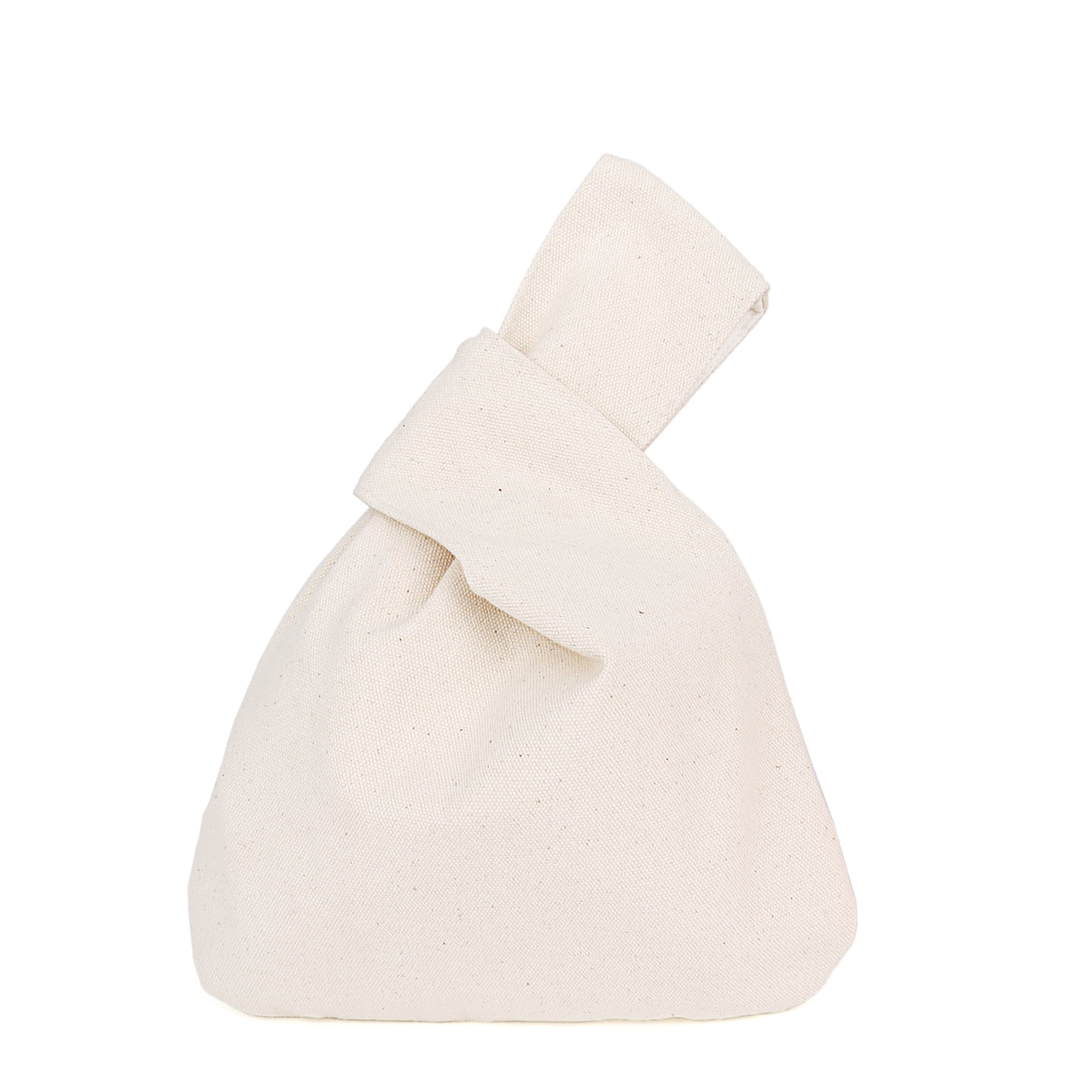 Muka Cotton Canvas Knot Bag, Small Knot Closure Wrist Tote Bag, Natural ...
