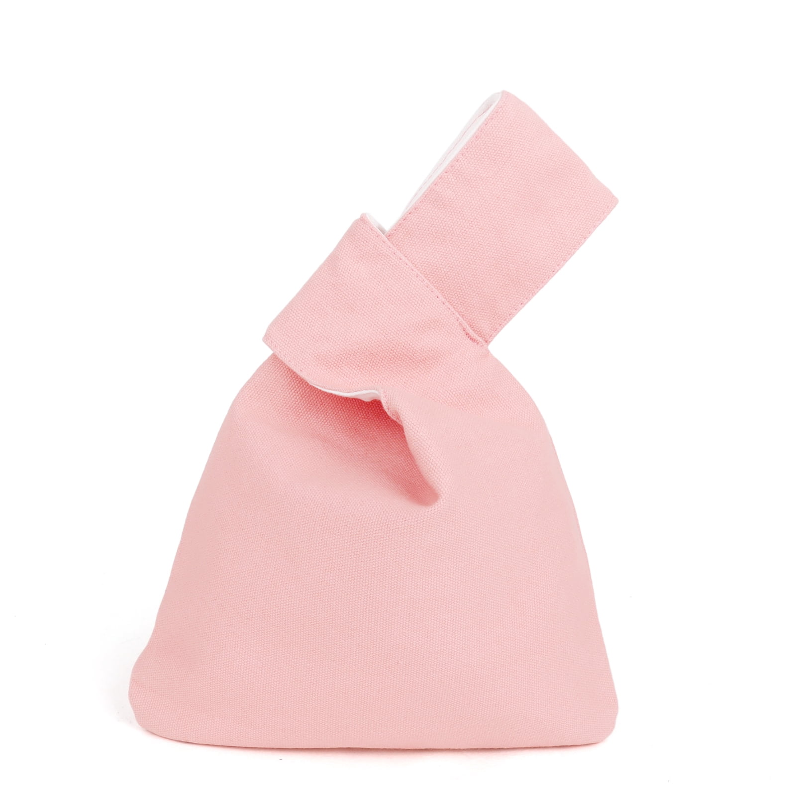 Muka Cotton Canvas Knot Bag, Small Knot Closure Wrist Tote Bag, Pink ...