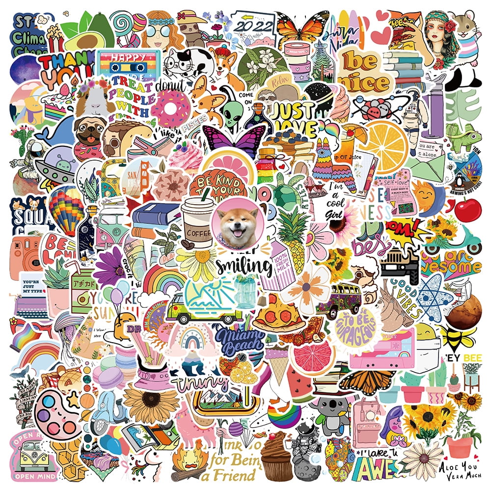 Mukay 200Pcs Cartoon Stickers Pack, Waterproof Cute Cool Teens Funny ...